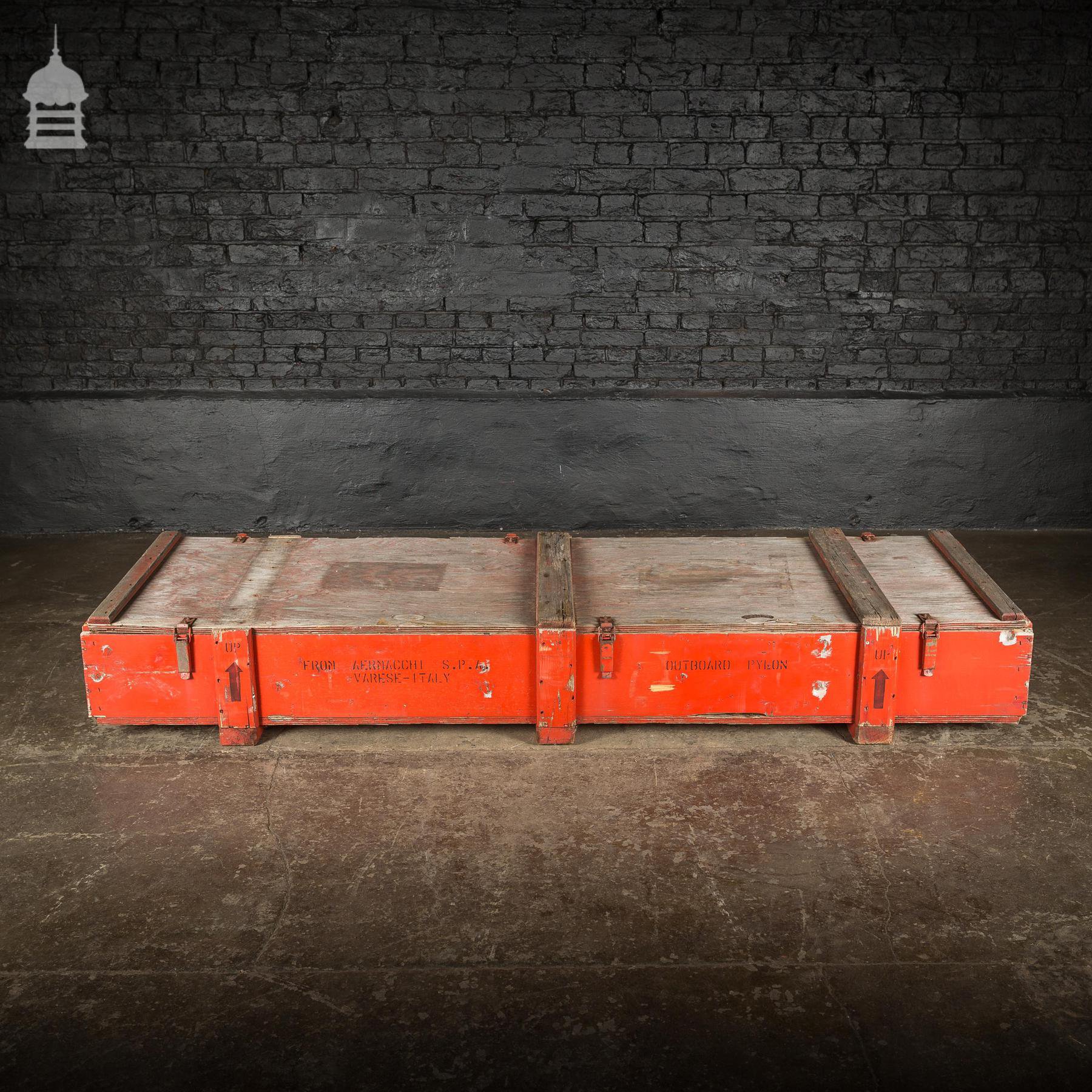 Large Red Industrial Wooden Aircraft Part Shipping Crate Reclaimed from ...