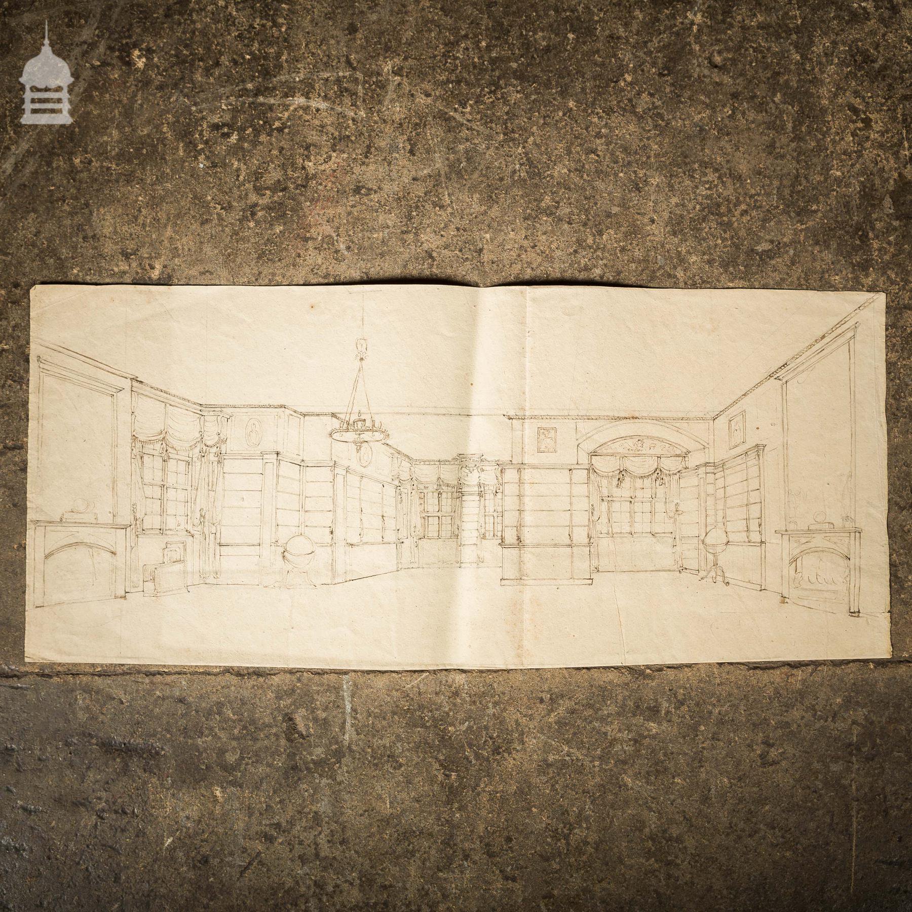 Original Edwardian Hand Drawn Sketch of a Stately Home Grand Drawing ...