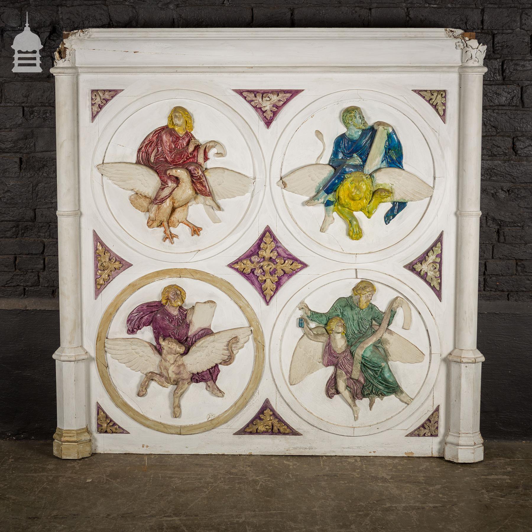 19th C Plaster and Gesso Panel of the Four Evangelists Matthew Mark Luke and John | Norfolk ...
