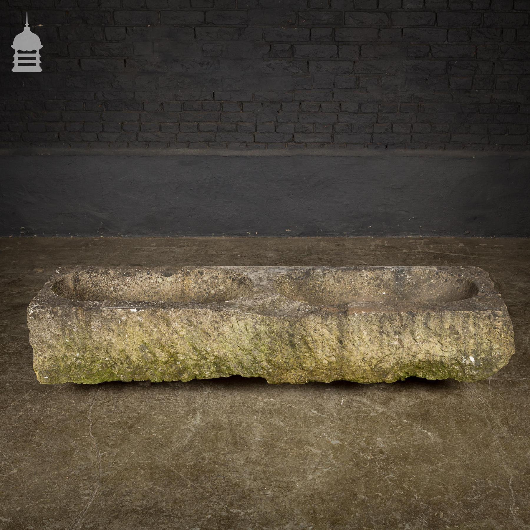 Large 18th C Double Carved Stone Trough Planter | Norfolk Reclamation