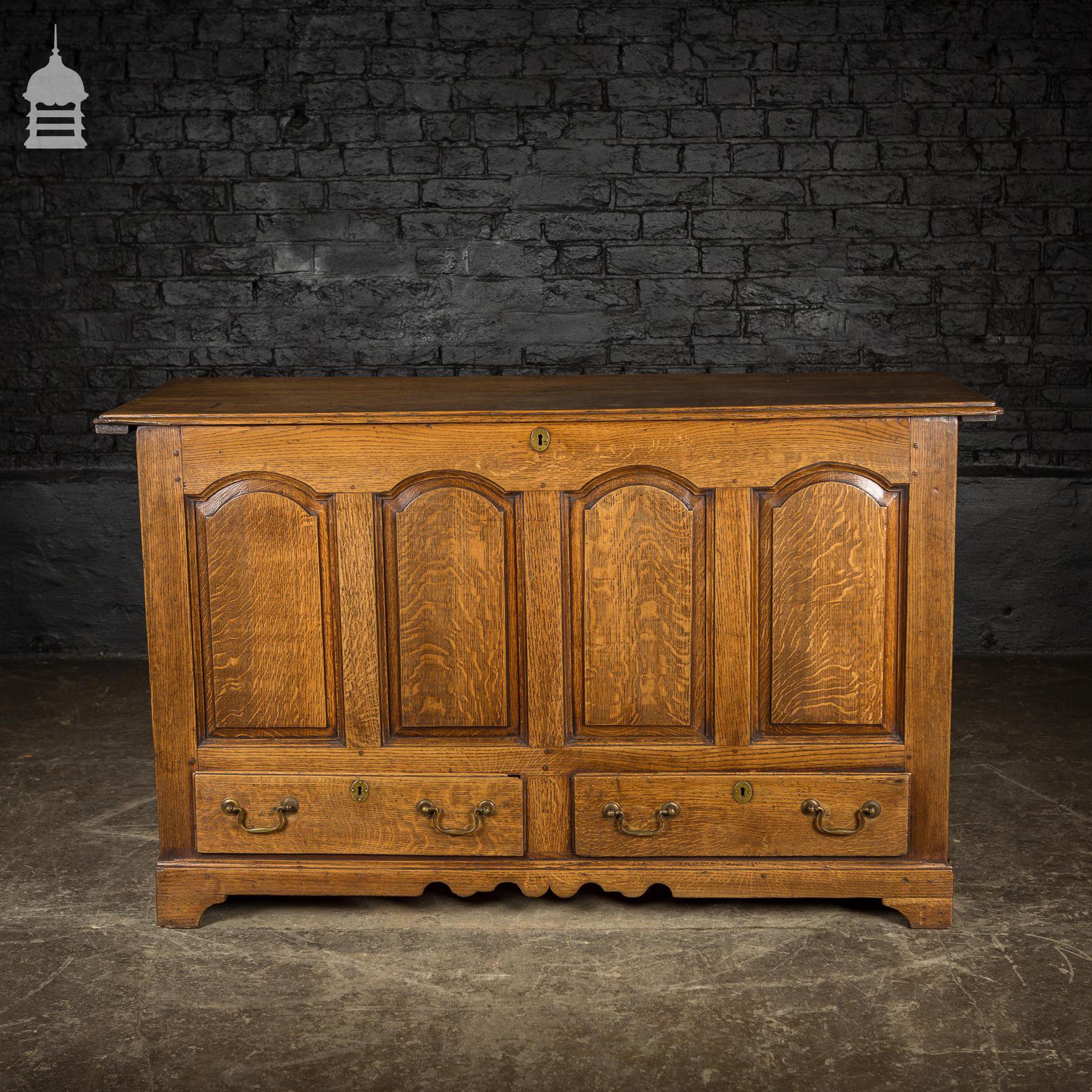 18th C Light Oak Blanket Box Coffer with Drawers | Norfolk Reclamation
