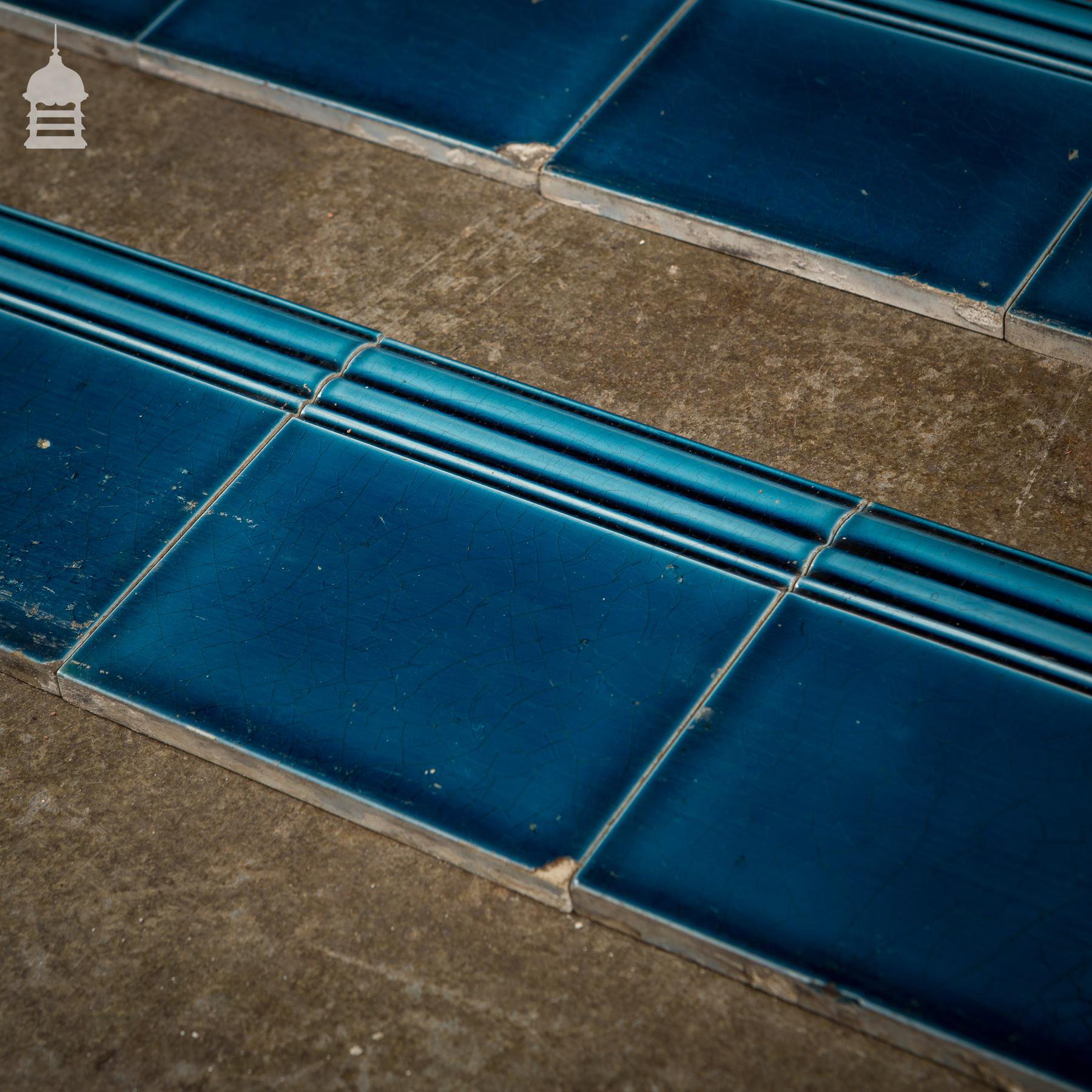 Set of 10 Blue Border Skirting 6x6 Tiles | Norfolk Reclamation