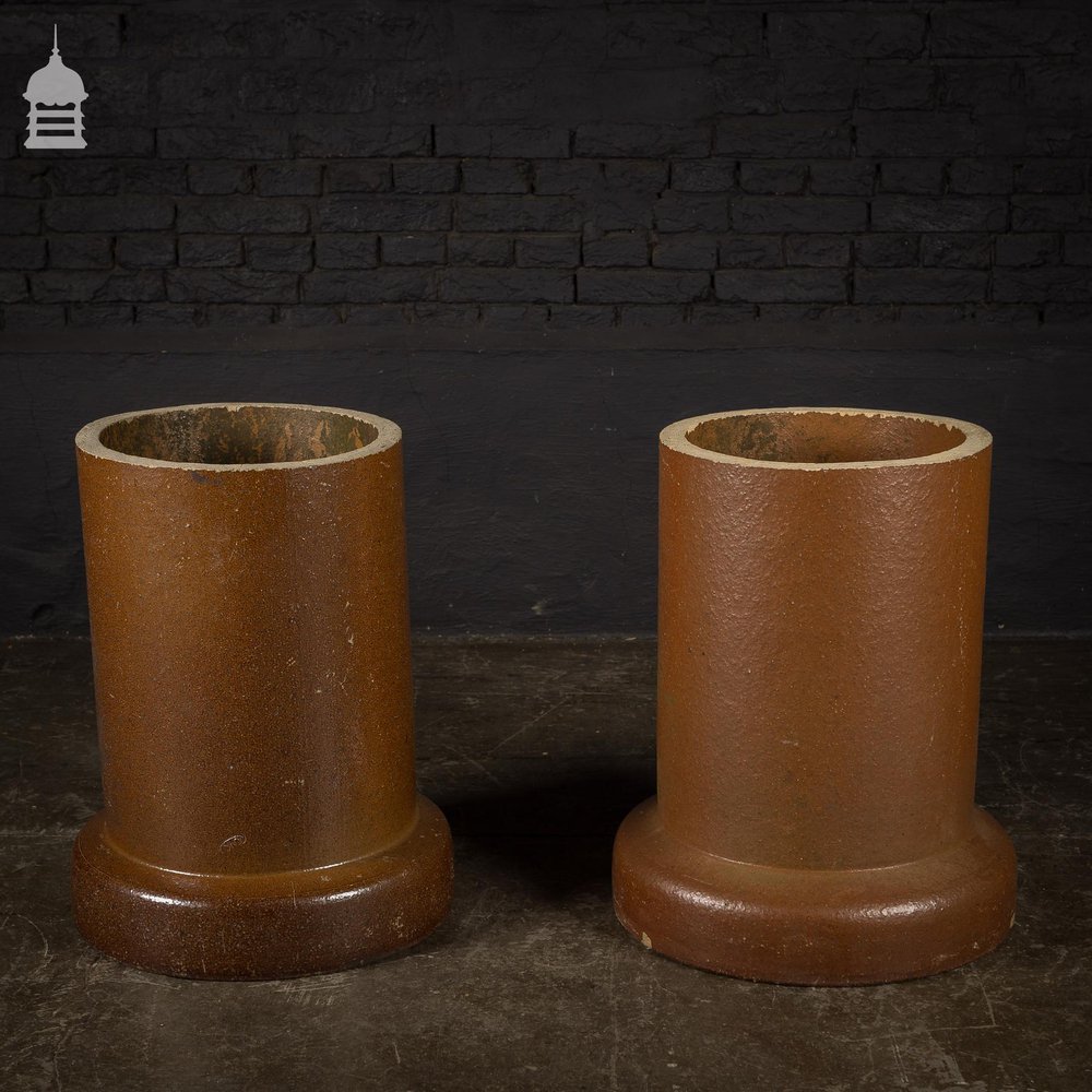 Pair of Salt Glazed Tubes Pipes Planters | Norfolk Reclamation