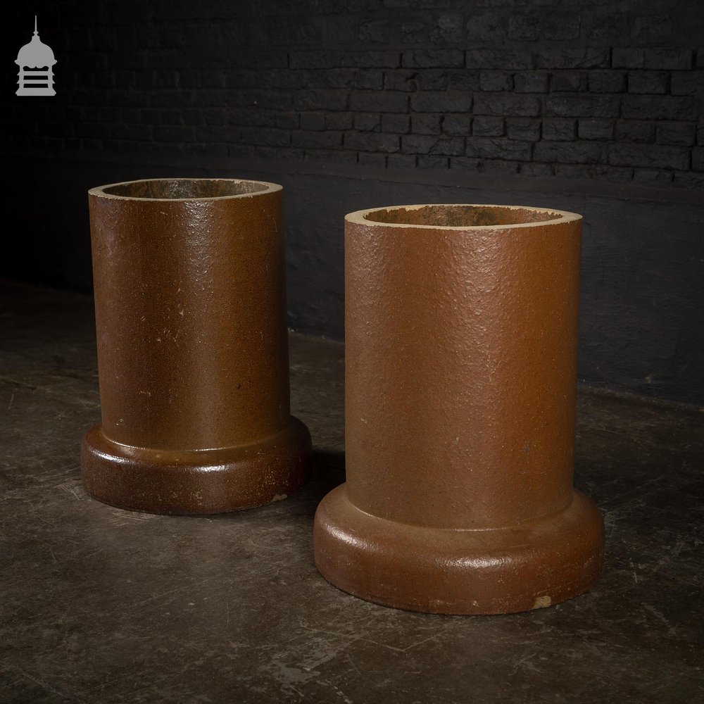 Pair of Salt Glazed Tubes Pipes Planters | Norfolk Reclamation