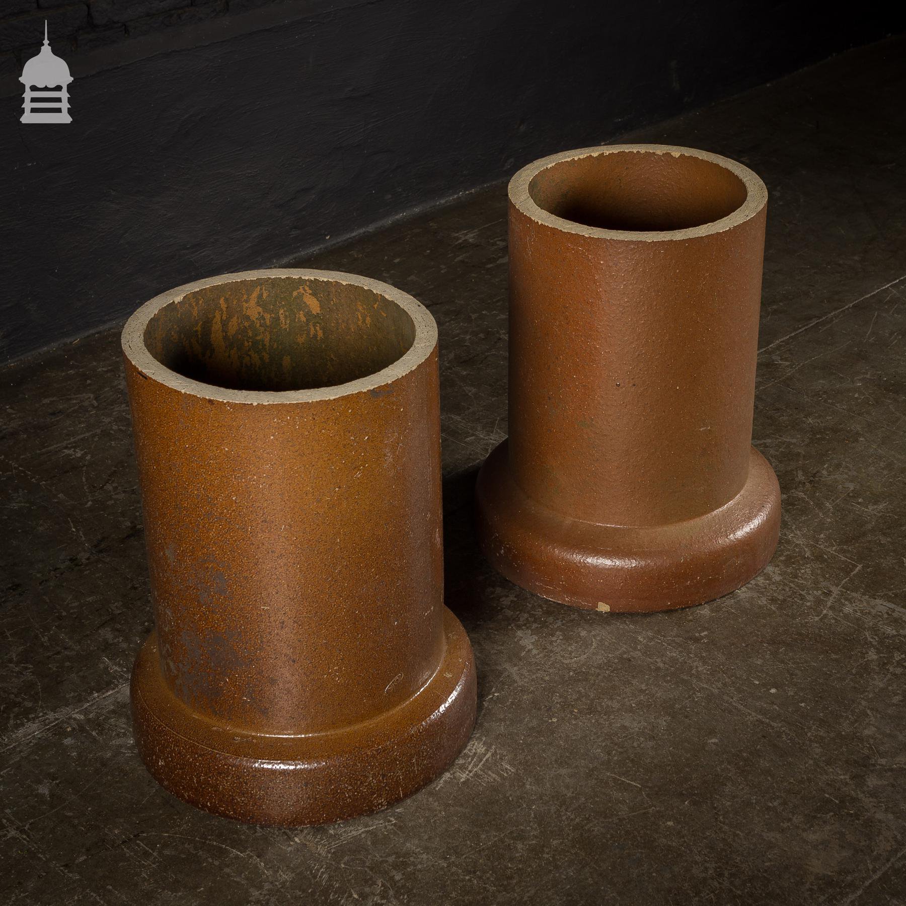 Pair of Salt Glazed Tubes Pipes Planters | Norfolk Reclamation