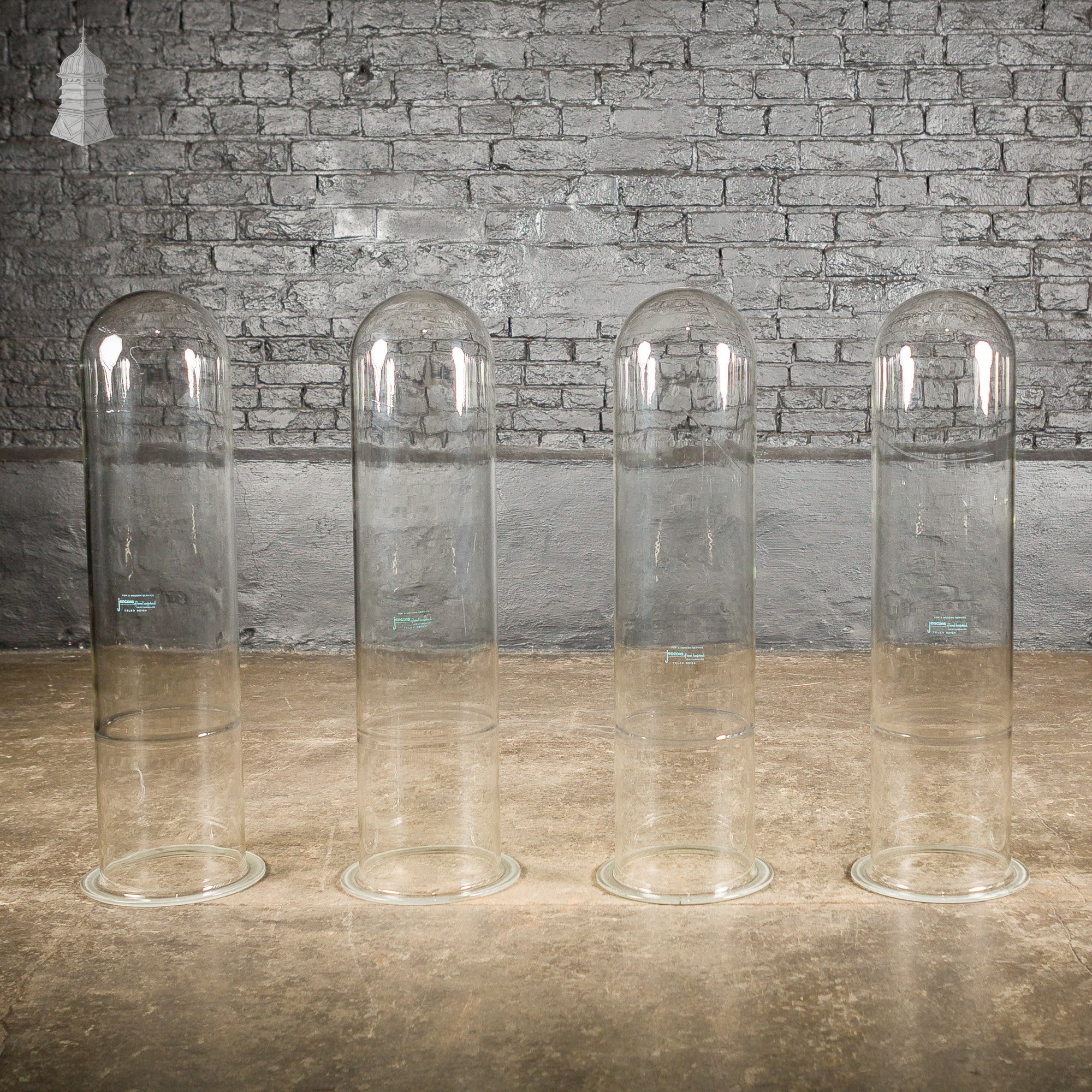 Glass Tube Cylinders, Set of 4 Large Tall Domes Reclaimed from a ...