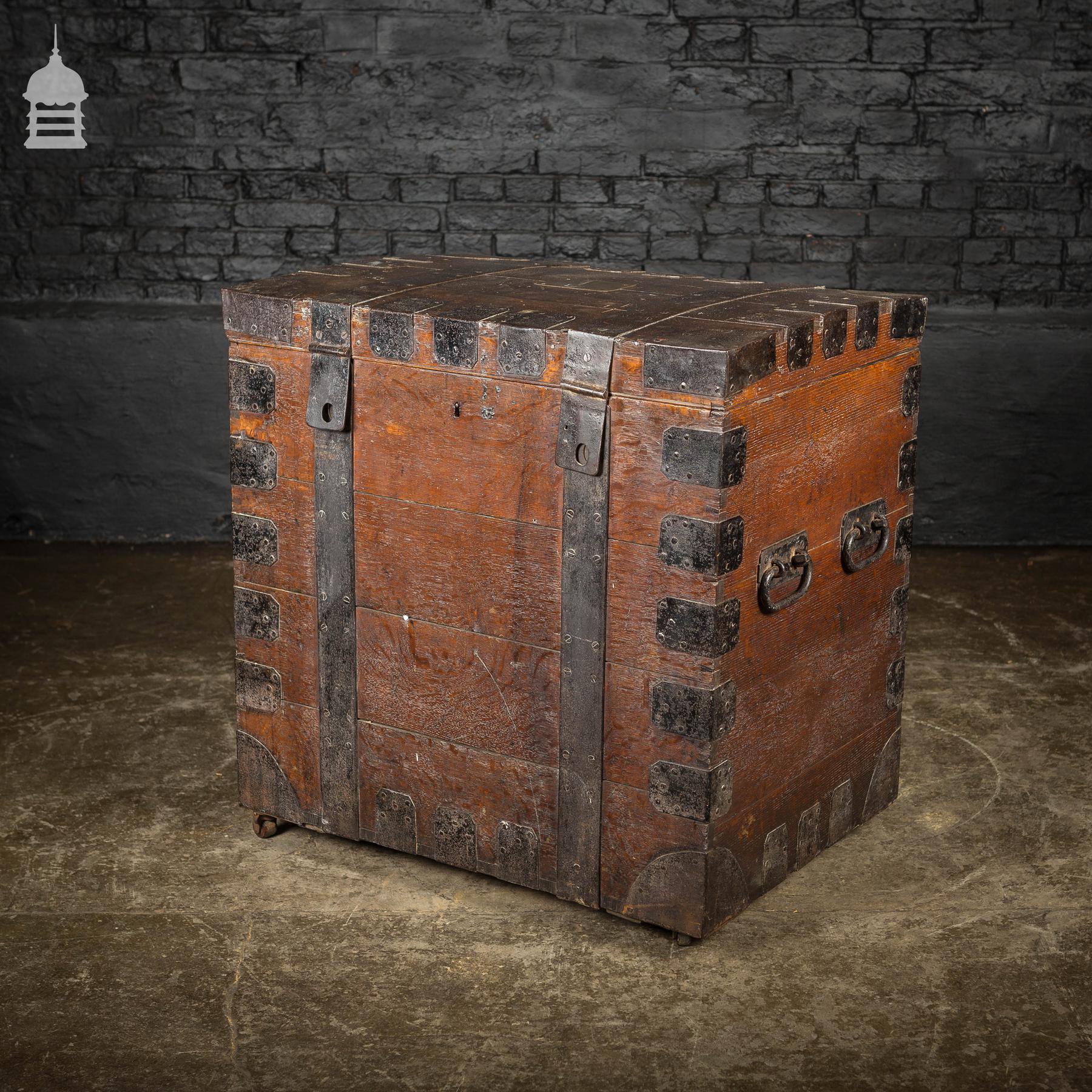 Large Victorian Iron Bound Oak Silver Chest on Castors | Norfolk ...