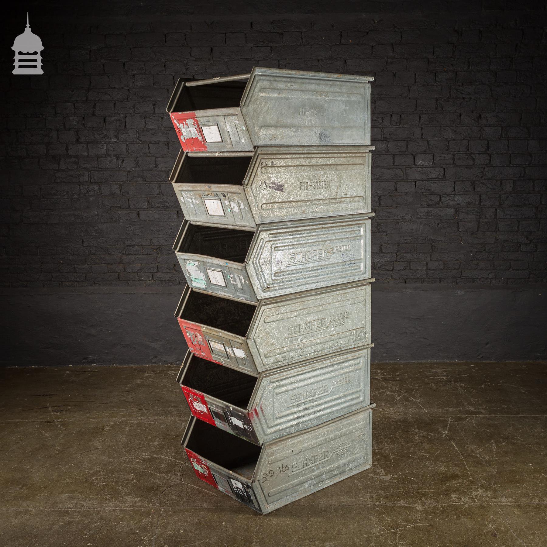 Industrial Galvanised Stackable Storage Bins Drawers | Norfolk Reclamation