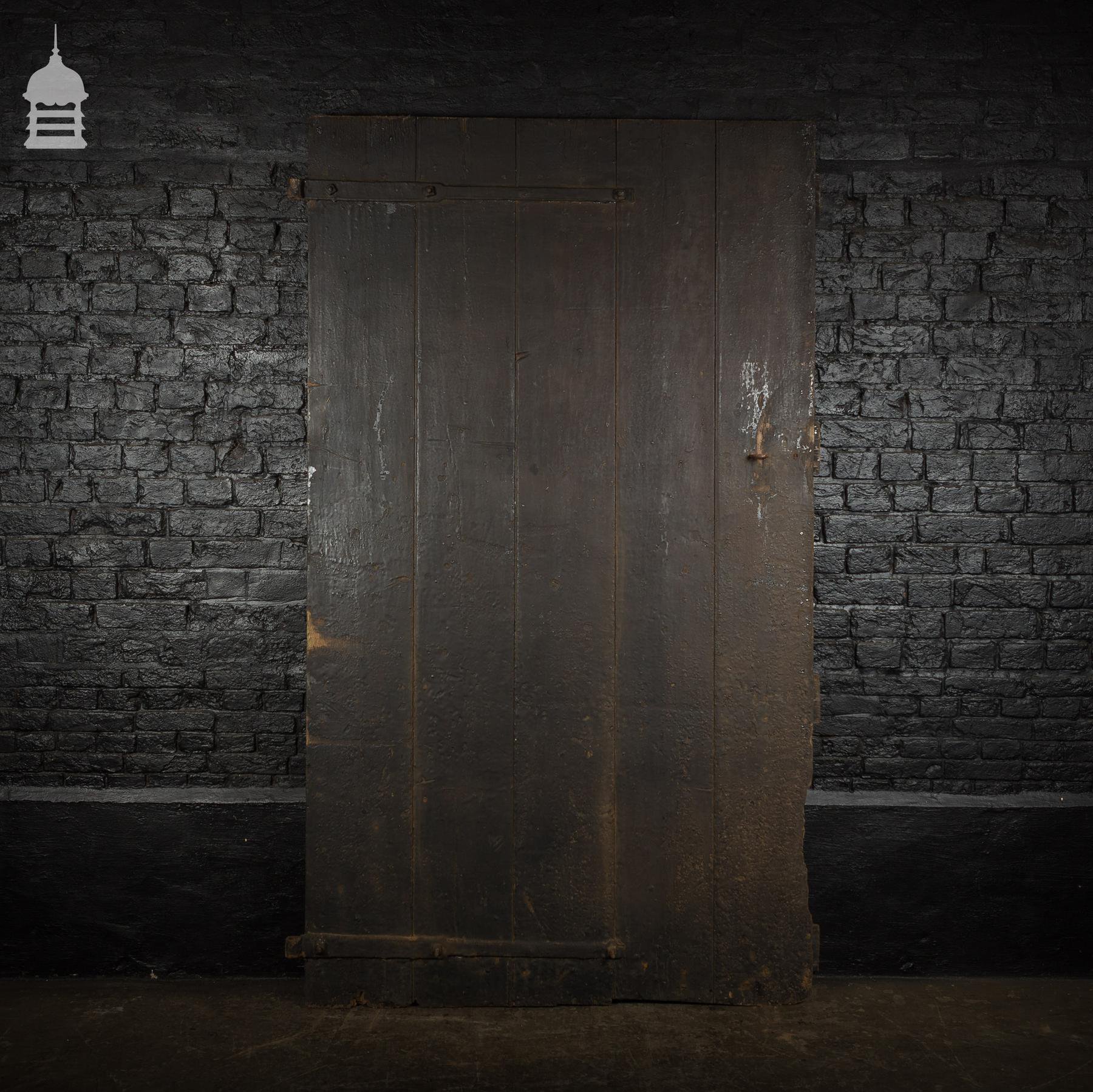 Large Ledged and Braced Barn Door with Bitumen Finish and Strap Hinges ...