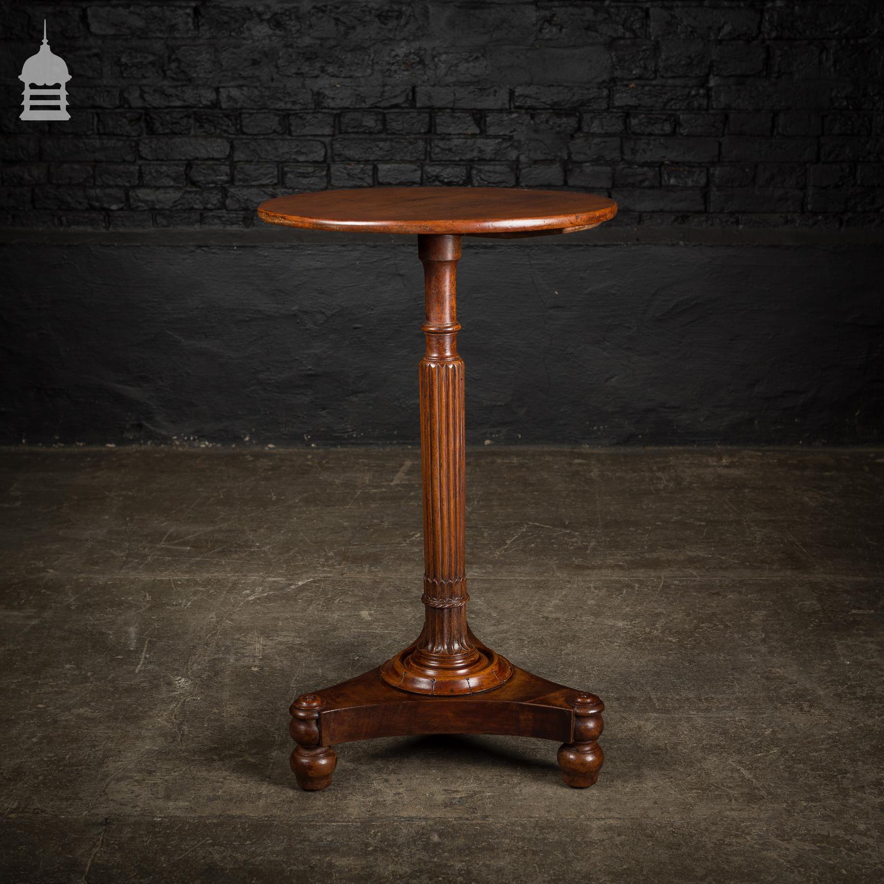 19th C Carved Reeded Mahogany Based Occasional Table with Pine Top ...