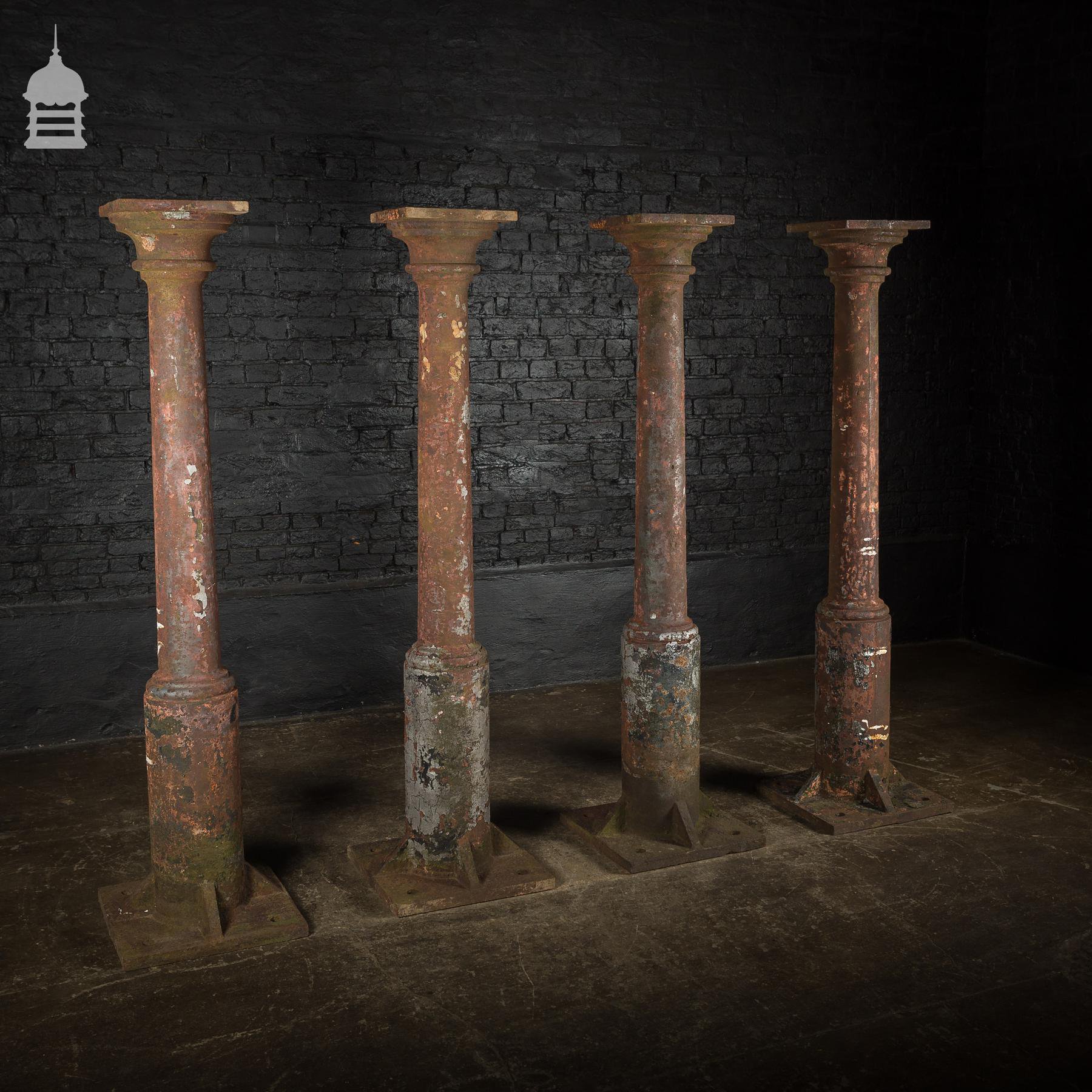 Set of 4 19th C Cast Iron Columns Stanchions Pillars | Norfolk Reclamation