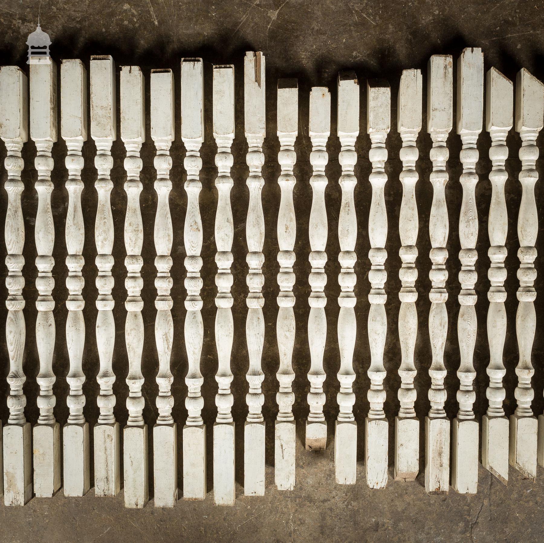 Batch of 30 19th C White Painted Bainnster Spindles | Norfolk Reclamation