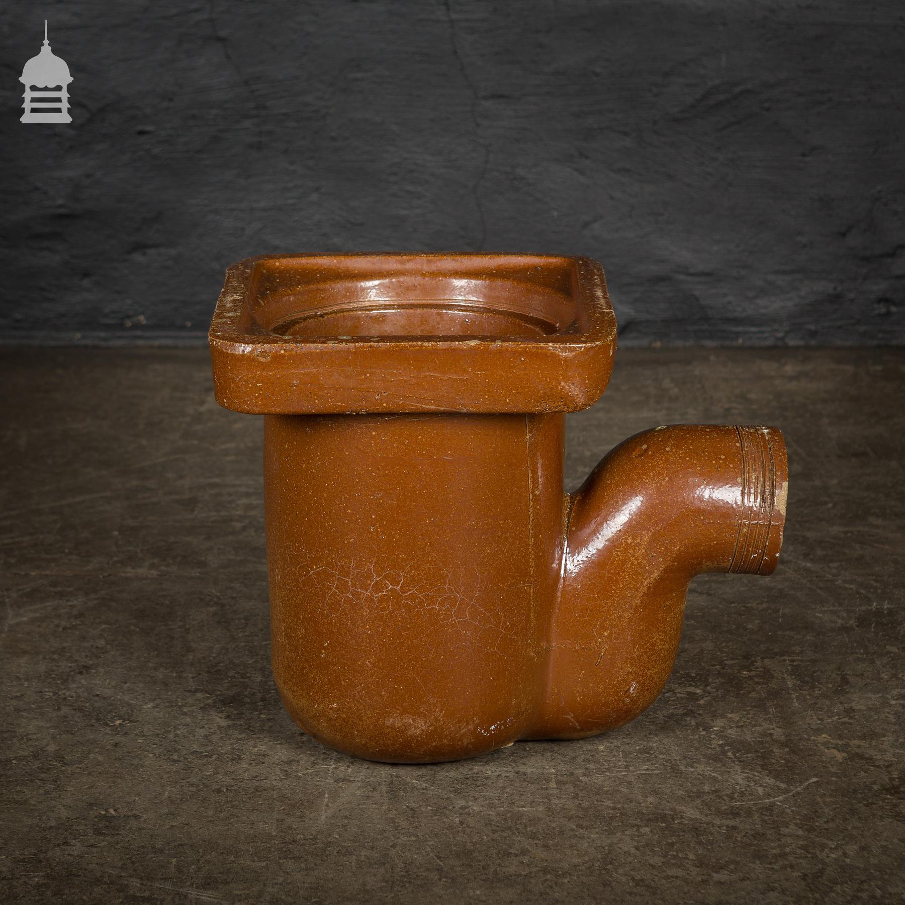 Large Brown Salt Glazed Drainage Component Planter | Norfolk Reclamation