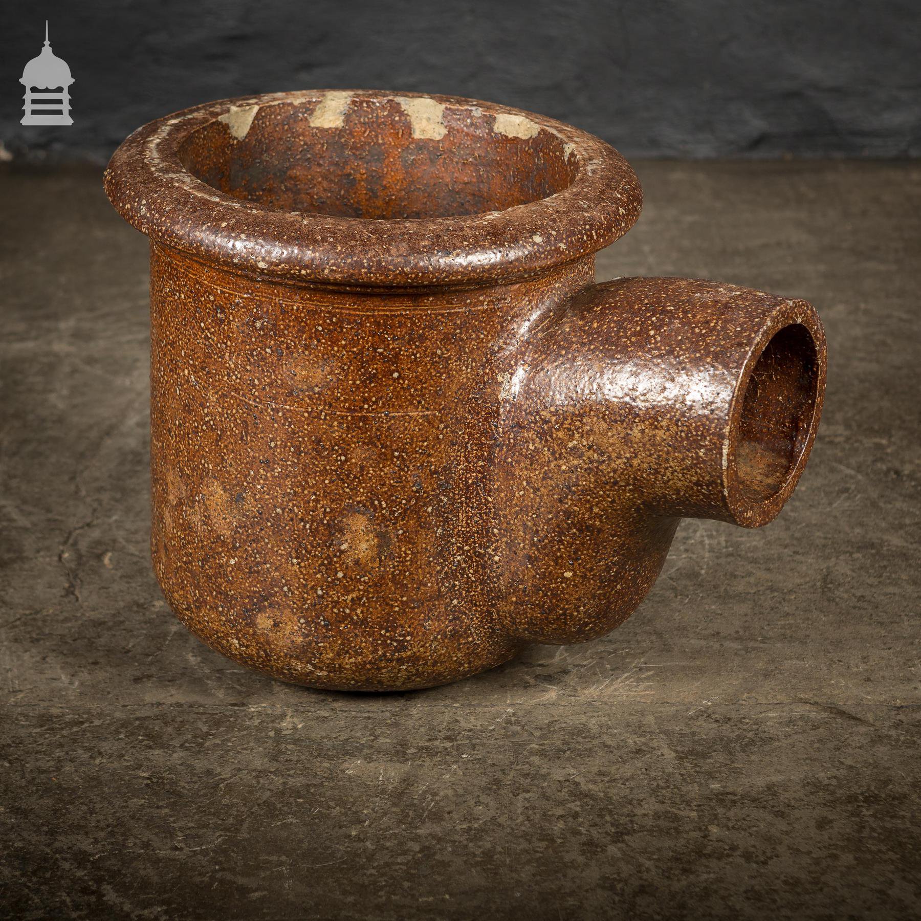 Large Brown Salt Glazed Drainage Component Planter | Norfolk Reclamation