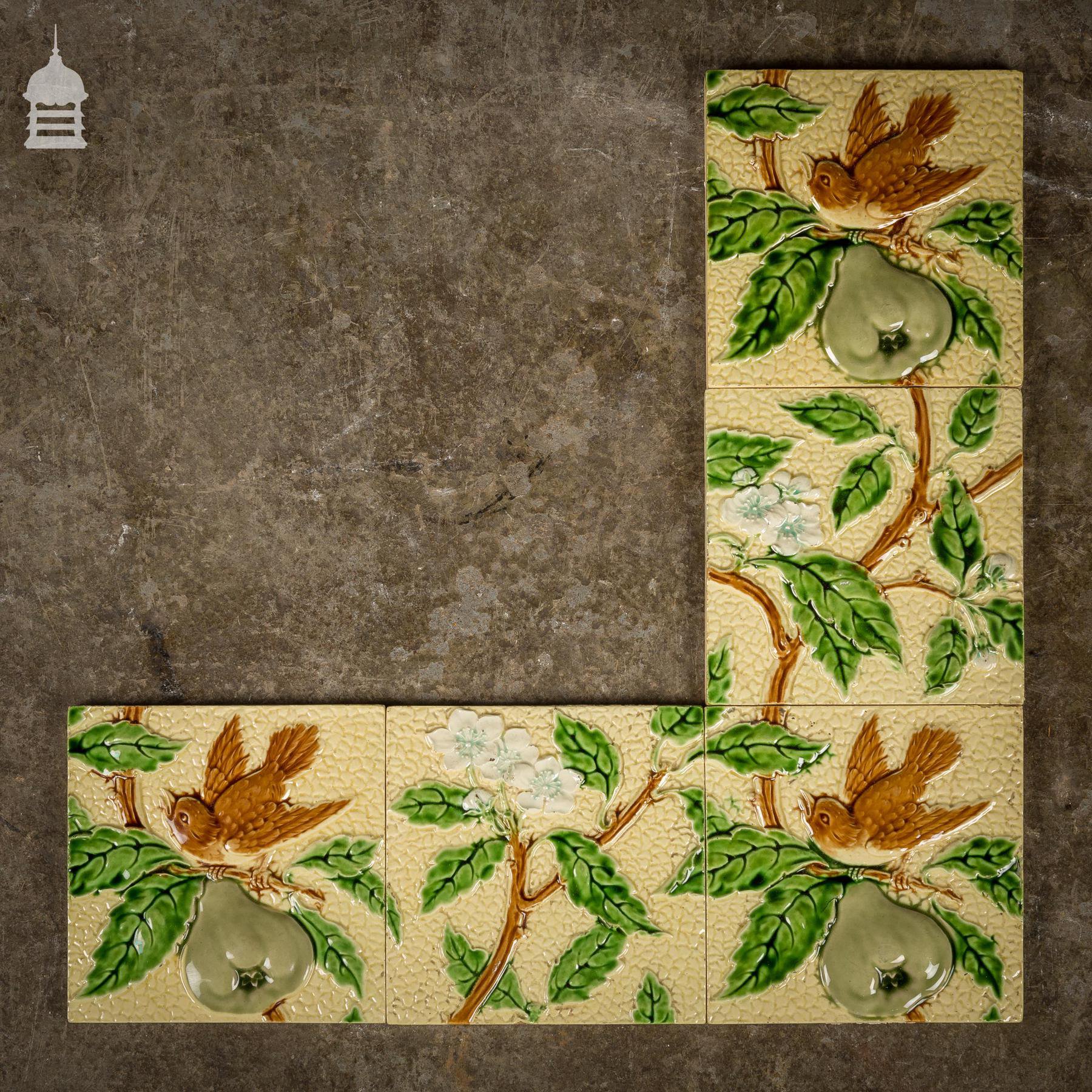 Set of 5 Original Minton 6x6 Tiles with Birds and Pears | Norfolk ...
