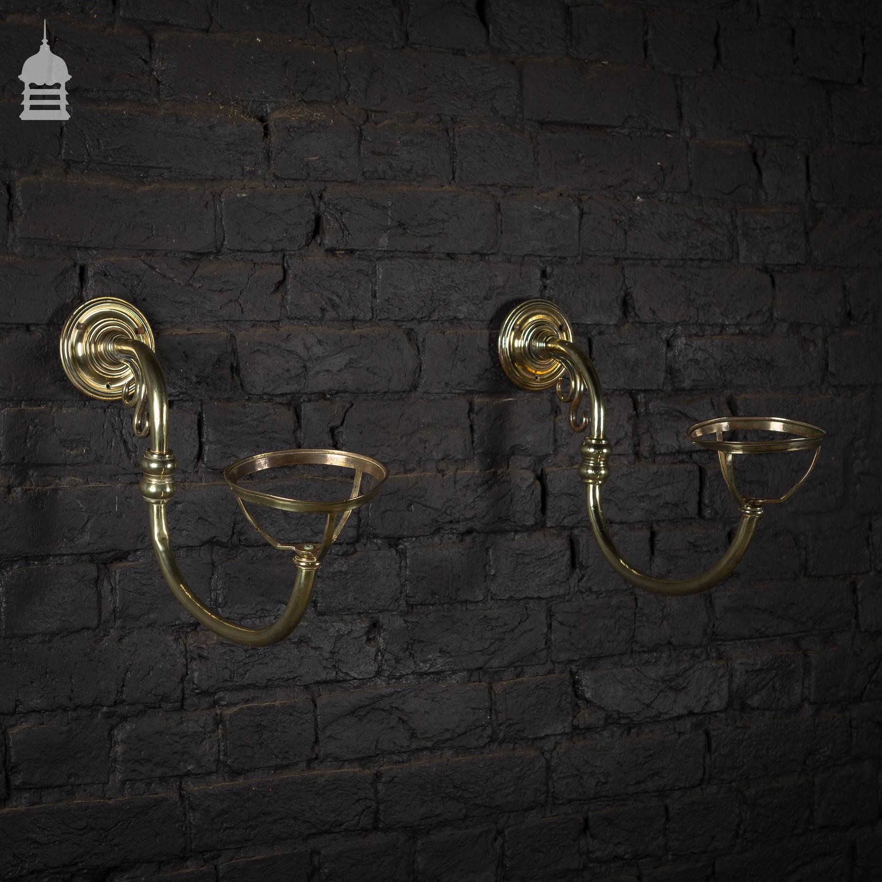 Pair of Brass Wall Mounted Gas Light Fittings | Norfolk Reclamation