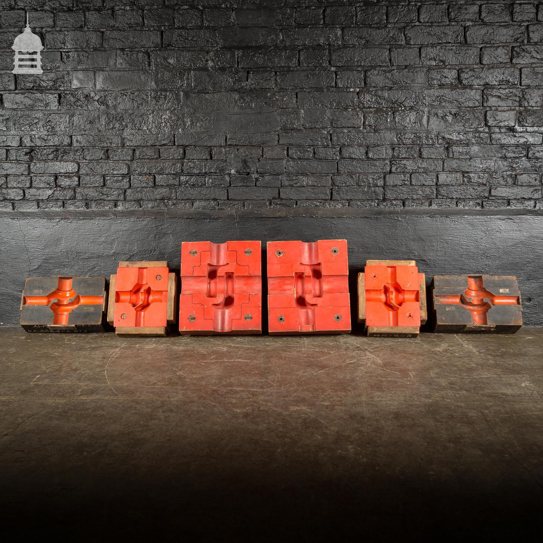 6 pieces of Vintage Industrial Foundry Moulds Patterns with Red and ...