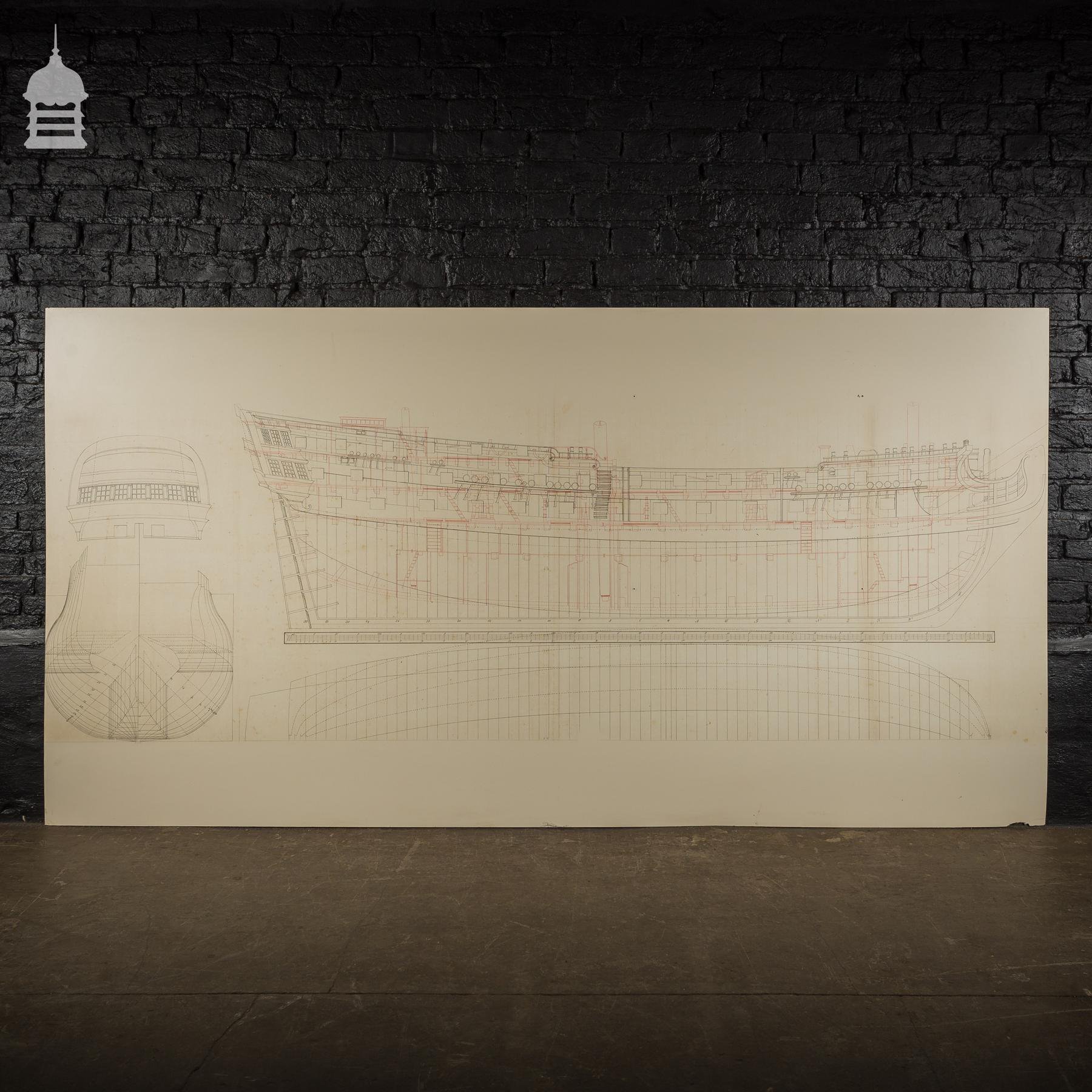 Huge Scale Diagram of 3rd Rate Maritime Nautical War Ship | Norfolk ...