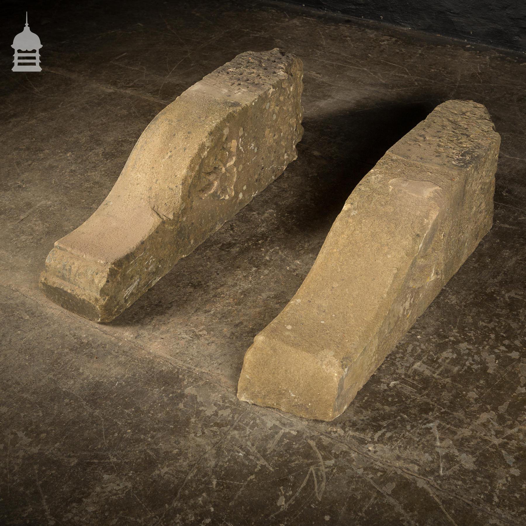Pair of 18th C Carved Sandstone Corbels Brackets | Norfolk Reclamation