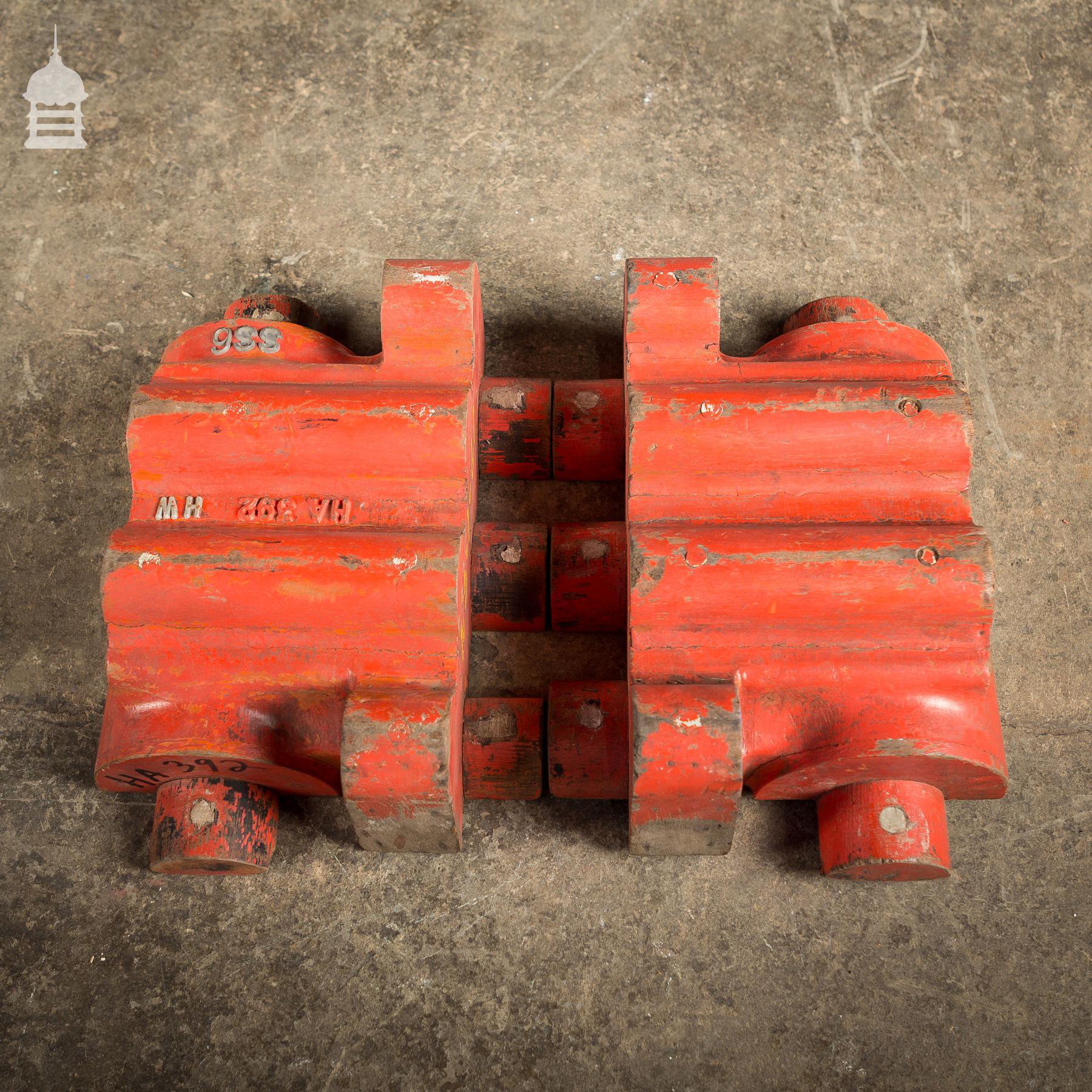 Pair of Red Industrial Foundry Moulds Patterns | Norfolk Reclamation