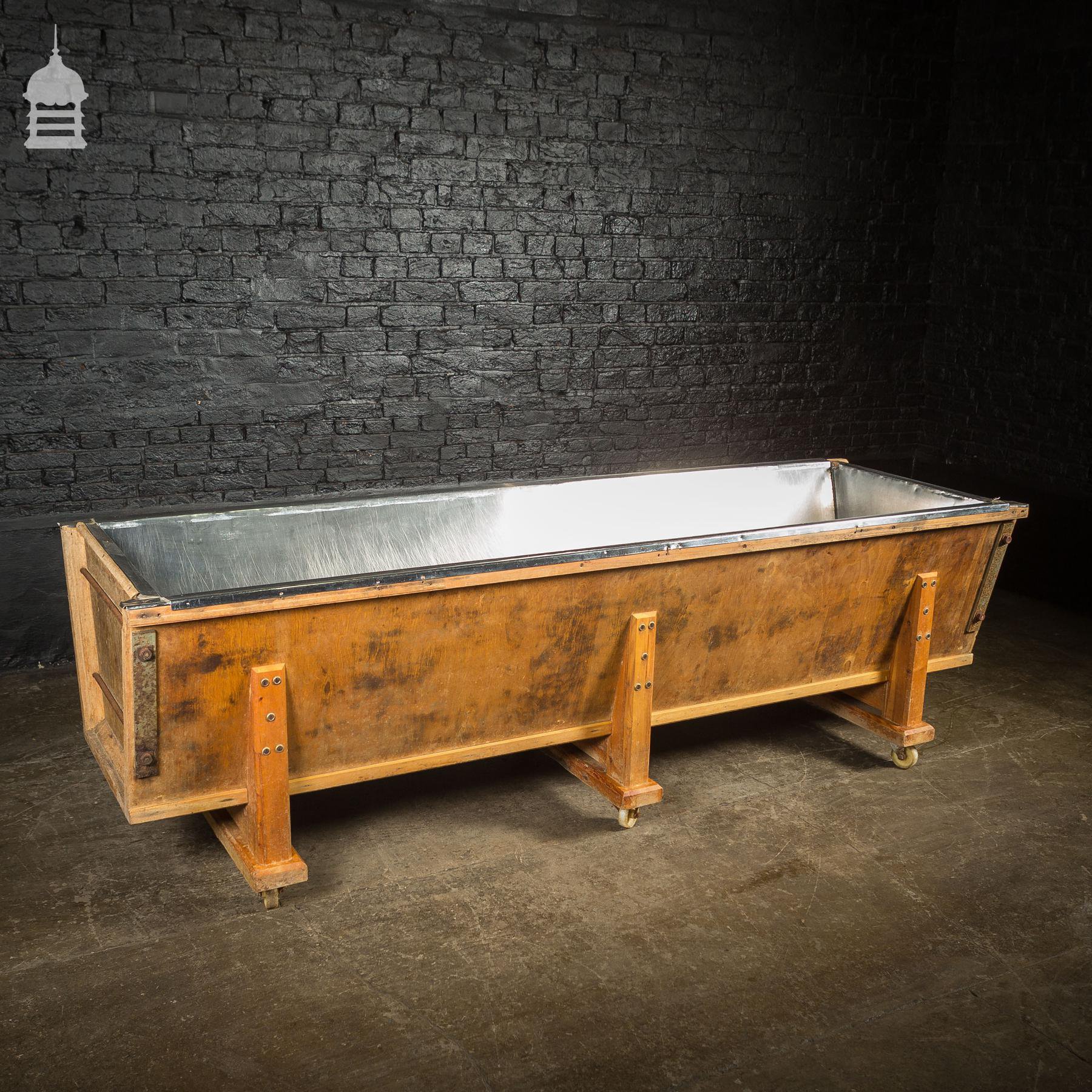 Large Mid Century Stainless Steel Lined Dough Bin with Beech Lid ...