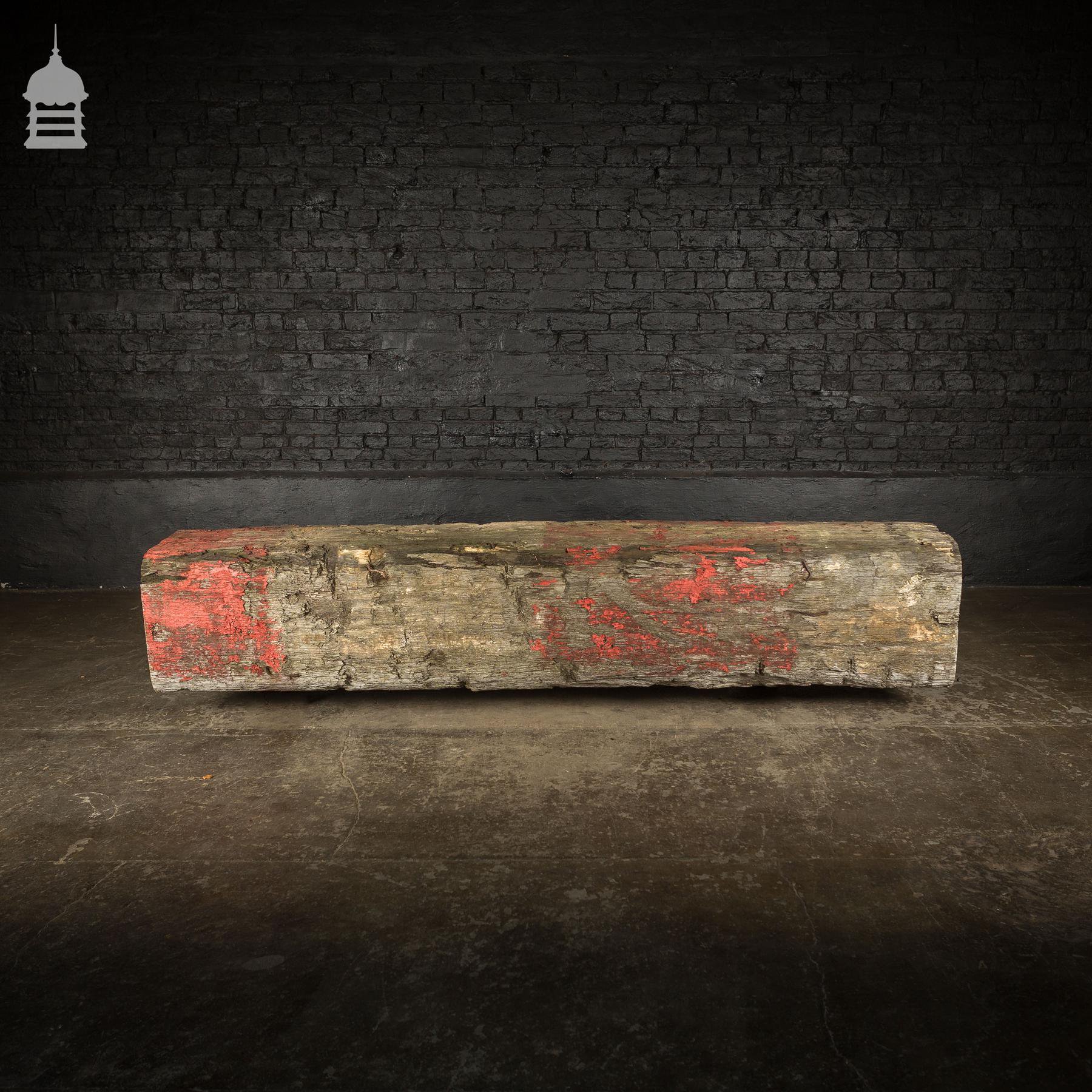 Large Oversize 18” x 18” x 8ft Rustic Iroko Beam with Flakey Red Paint ...