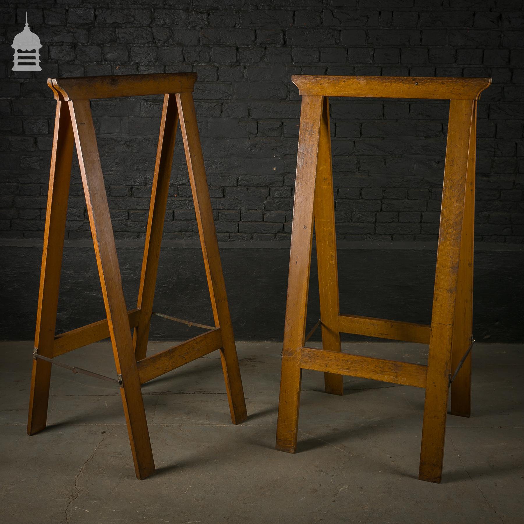 Pair of Oak Trestles Coffin Stands | Norfolk Reclamation