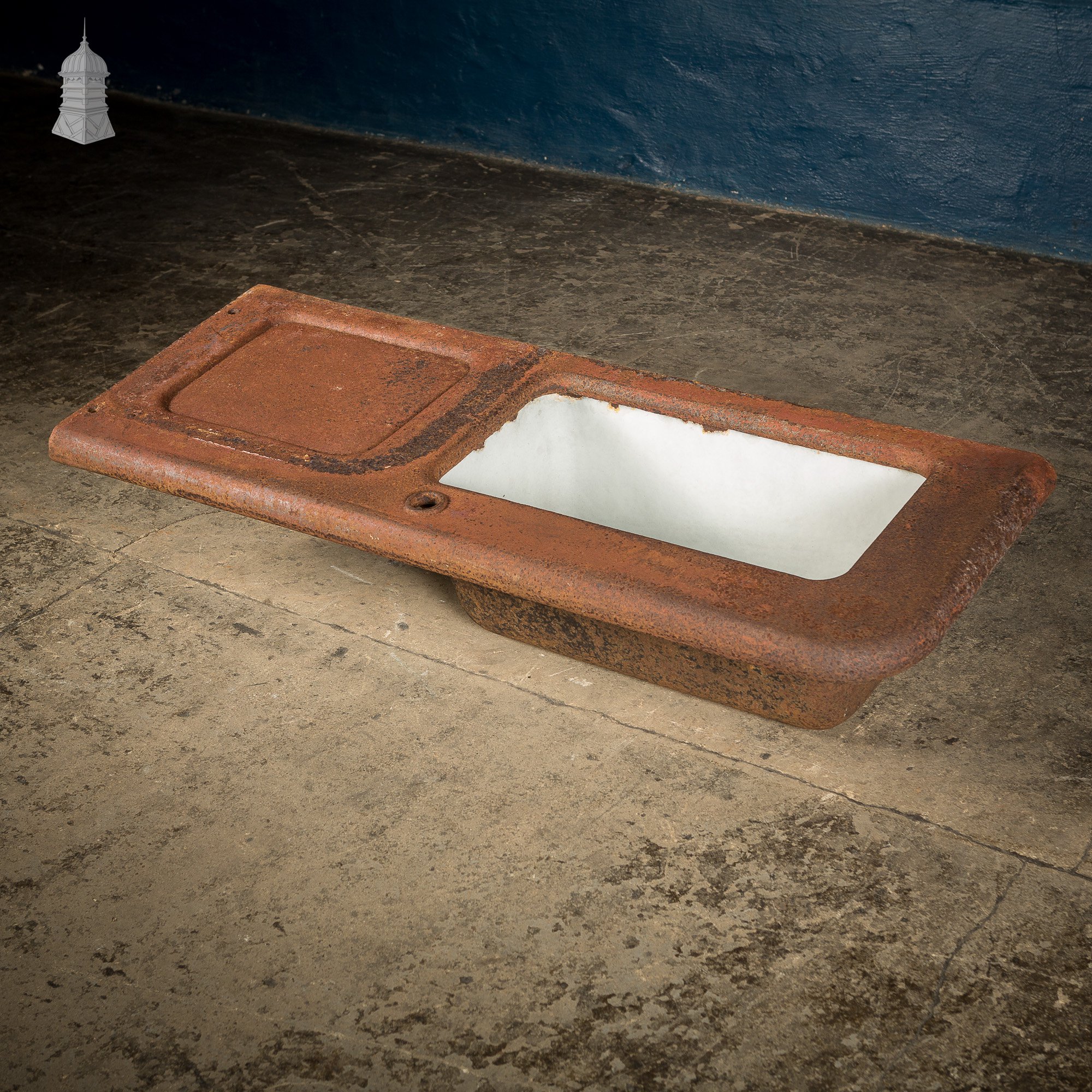 19th C Cast Iron Trough Sink and Drainer | Norfolk Reclamation