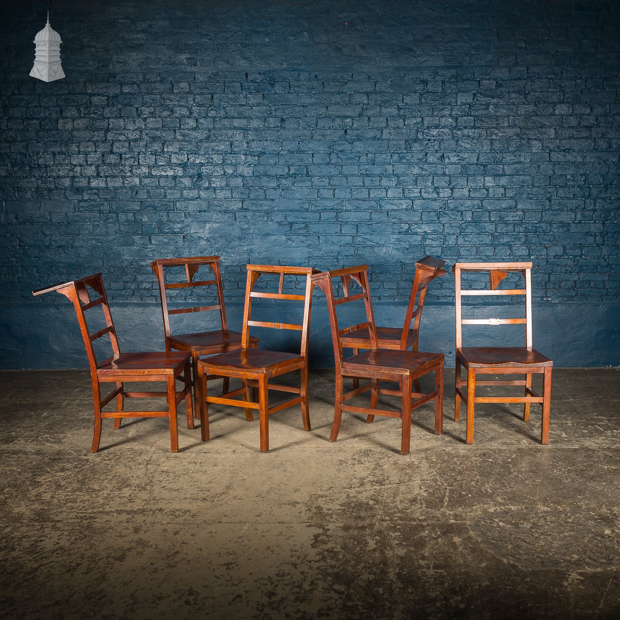 Set of 6 19th C Elm Synagogue Chairs [No. 1] | Norfolk Reclamation