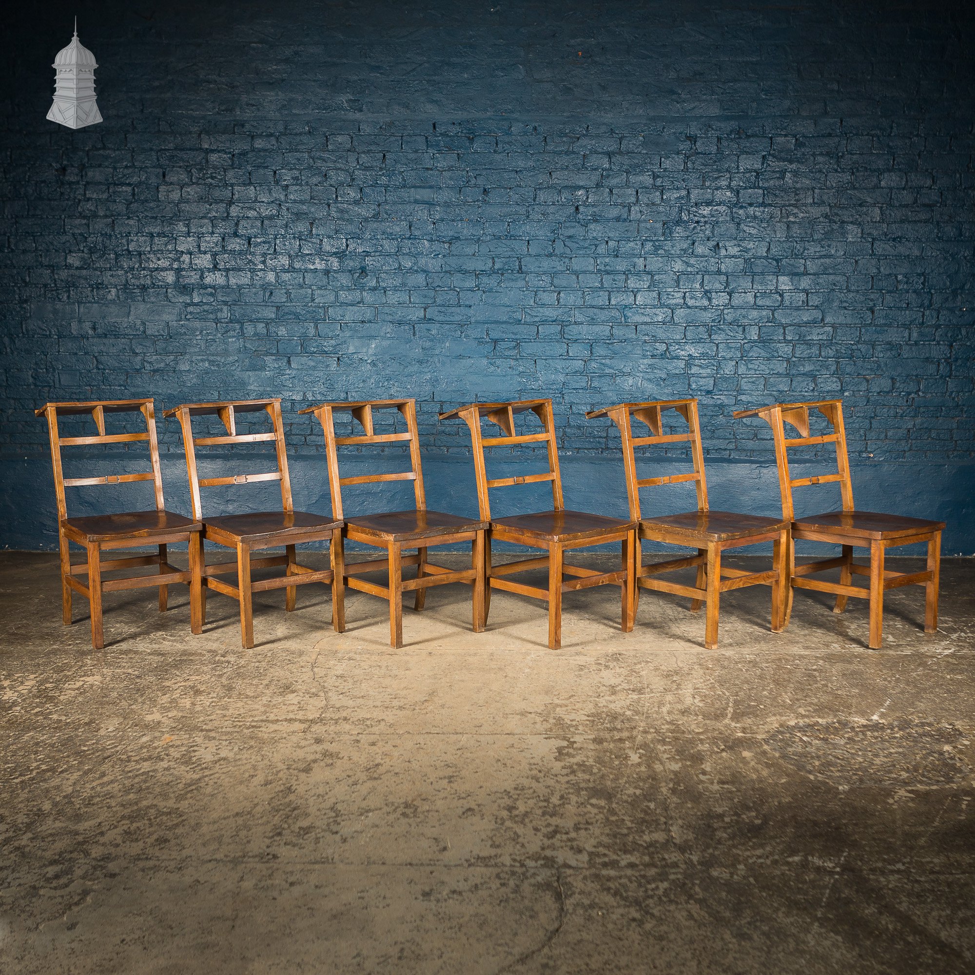 Set of 6 19th C Elm Synagogue Chairs [No. 5] | Norfolk Reclamation