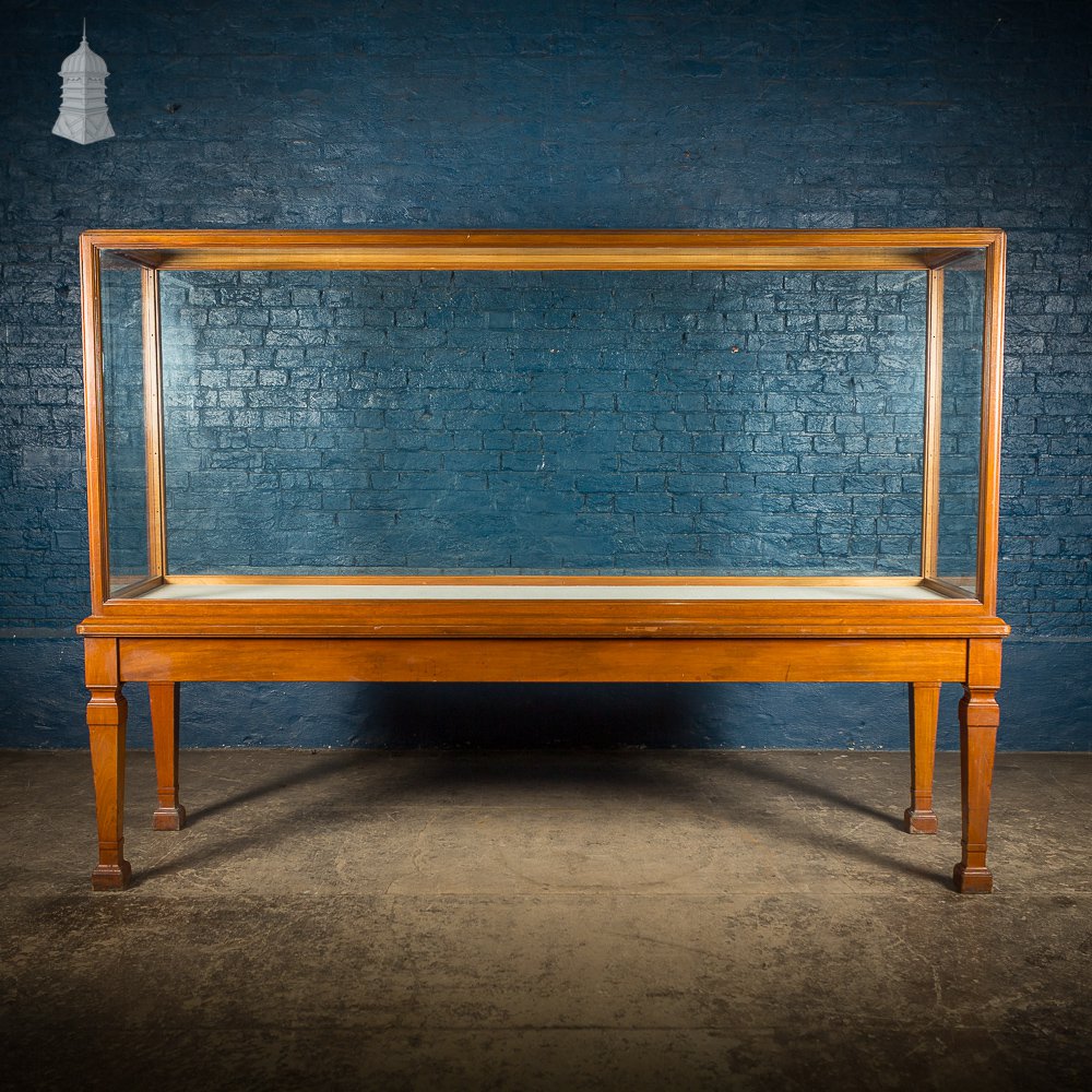 9ft Long Victorian Glazed Teak Museum Display Cabinet | Norfolk Reclamation
