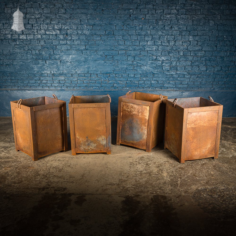 Set of 4 Industrial Metal Storage Bins | Norfolk Reclamation