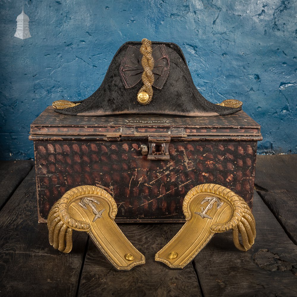 Royal Navy Bicorne Hat and Gold Fringed Epaulette’s In Metal Box - A.H ...