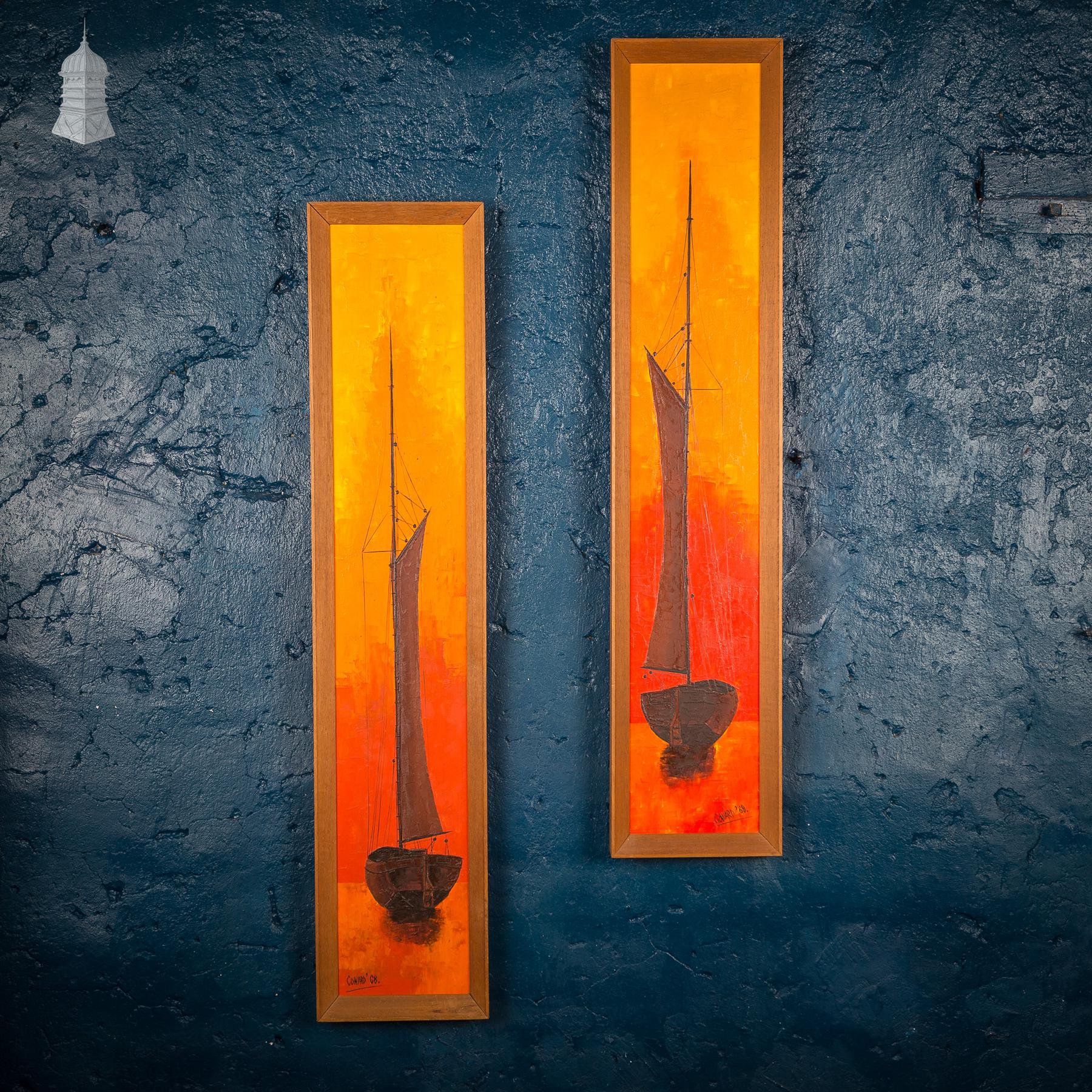 Pair of 1960s Oil on Board Nautical Paintings by John Coward | Norfolk ...