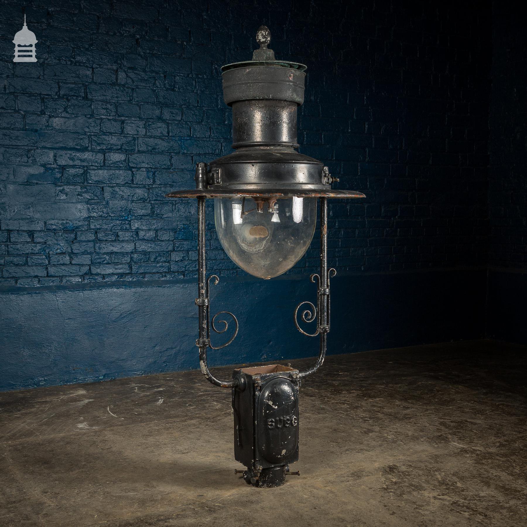 19th C Black Painted Copper Top Lampost Light Fitting | Norfolk Reclamation