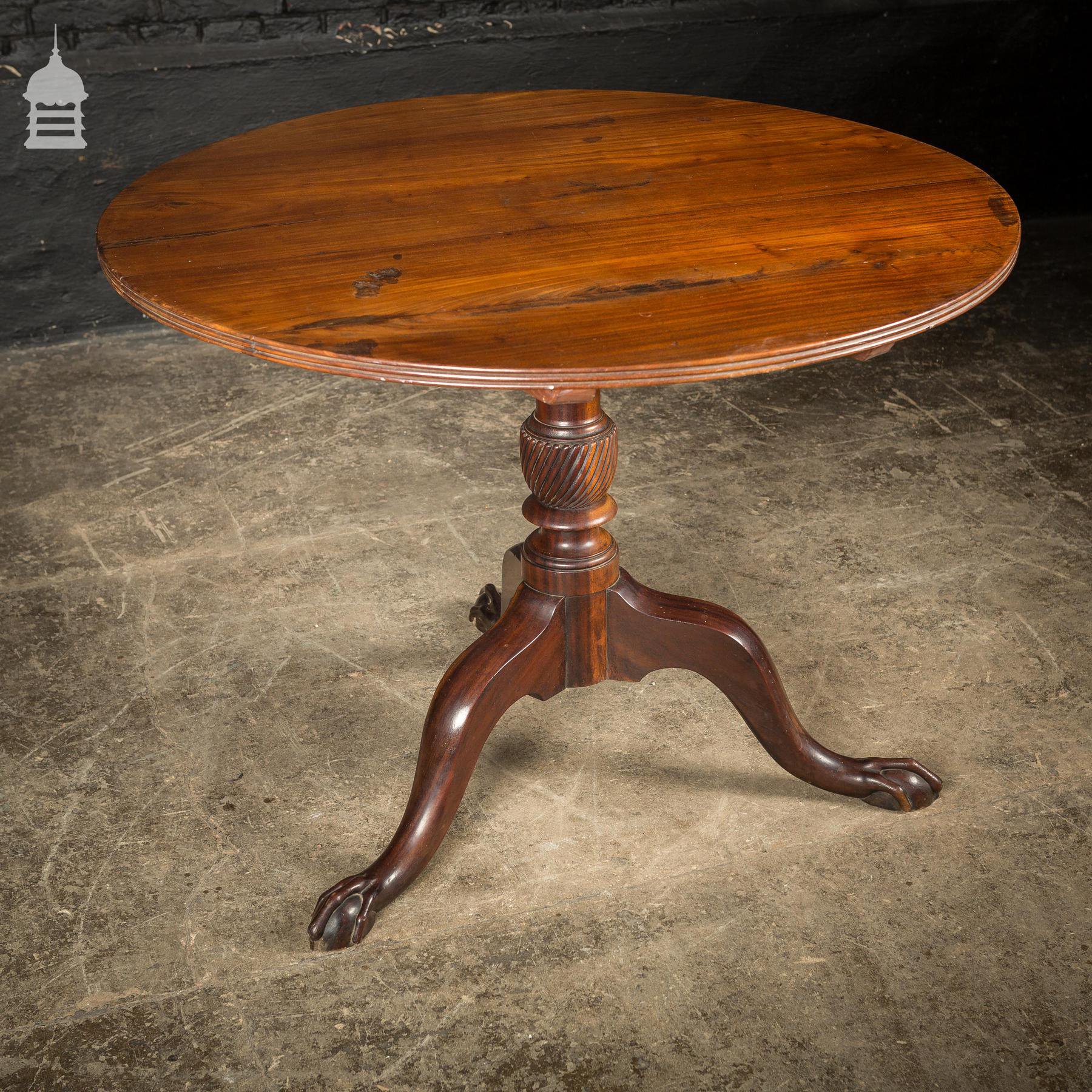 18th C Exotic Wood Eagle Claw Flip Top Round Table | Norfolk Reclamation