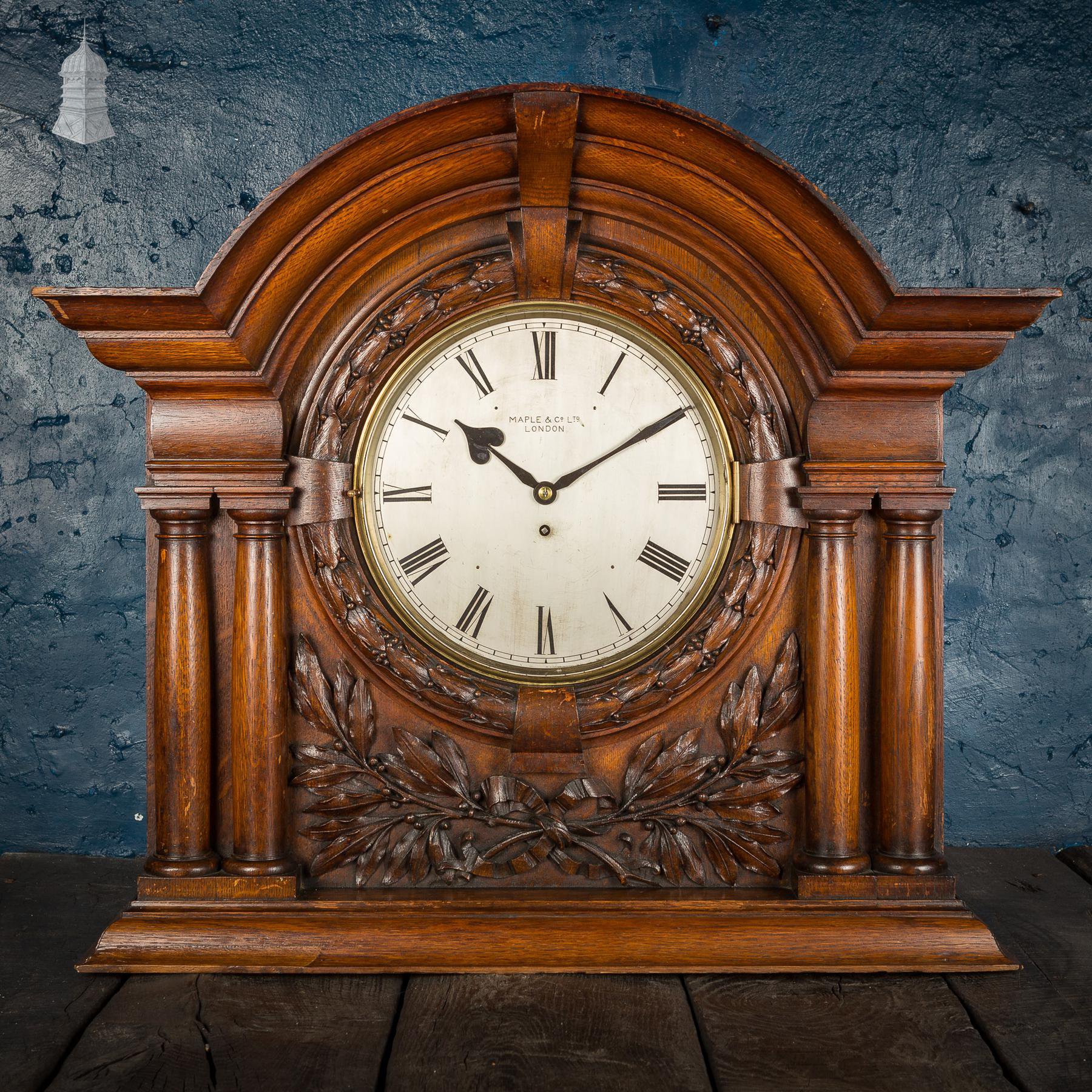 19th C Maple & Co Ltd London Large Scale Clock with Carved Details ...