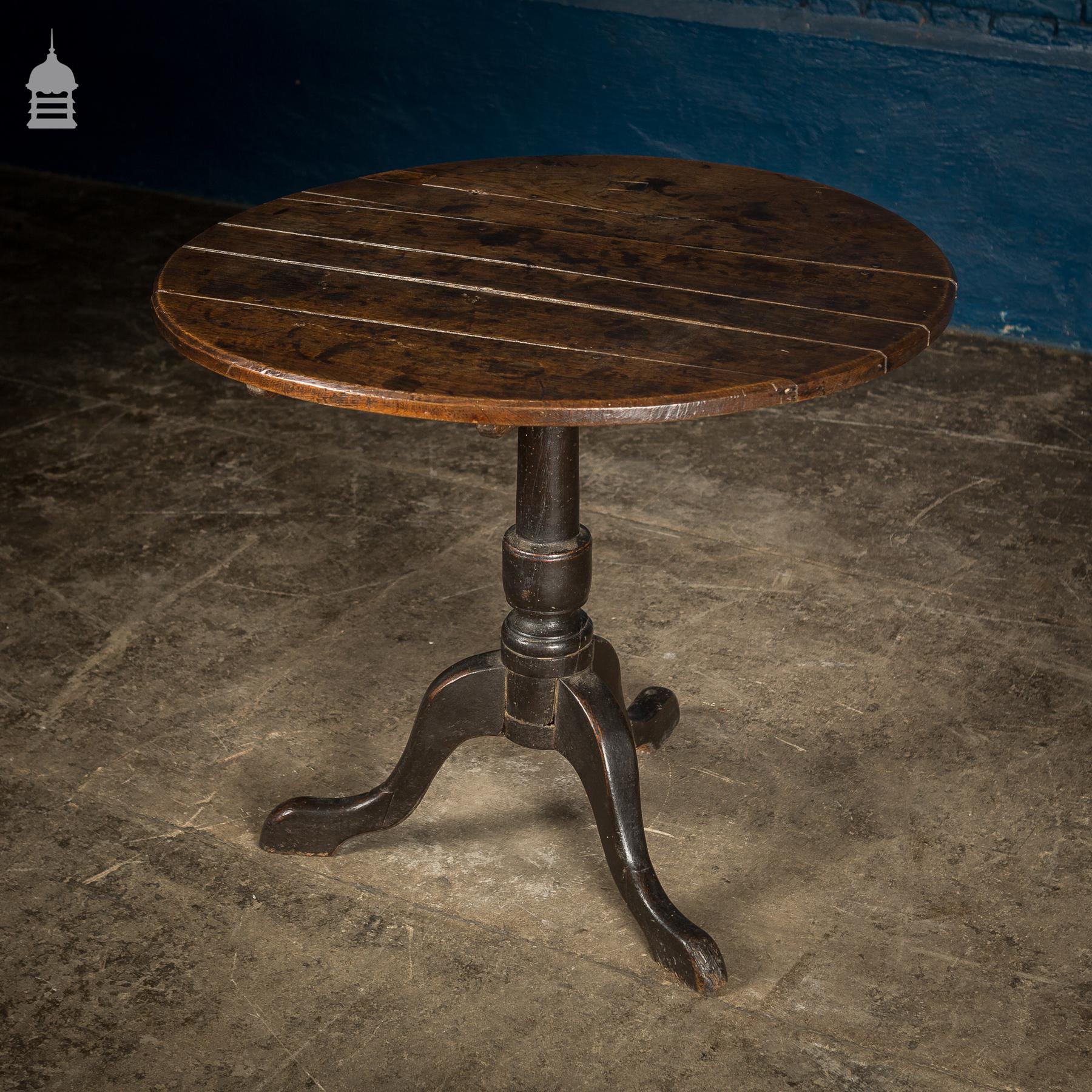 18th C Oak Tavern Table with Flip Top and Tripod Base | Norfolk Reclamation