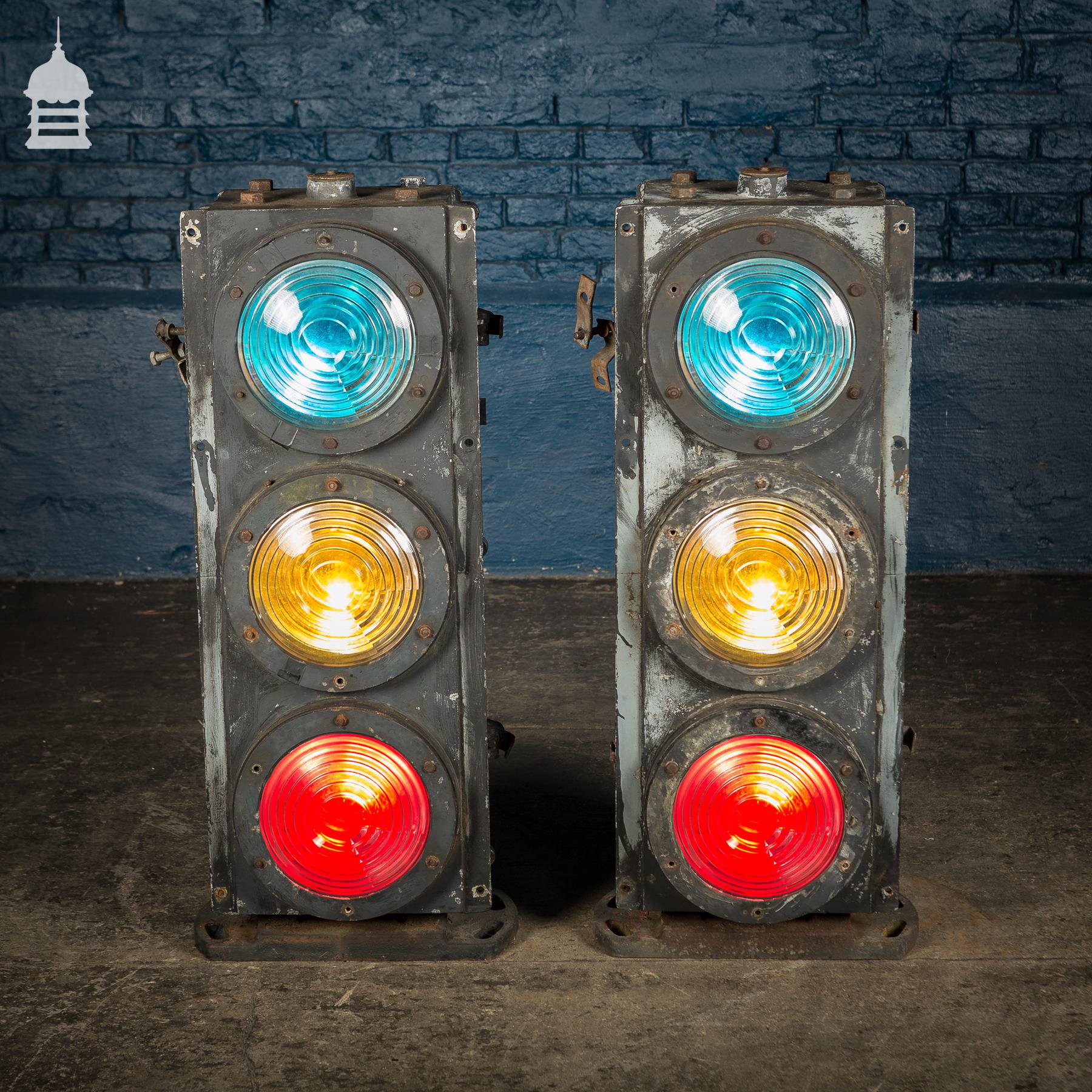 Pair of Vintage Three-Aspect Colour-Light Railway Signals by ...