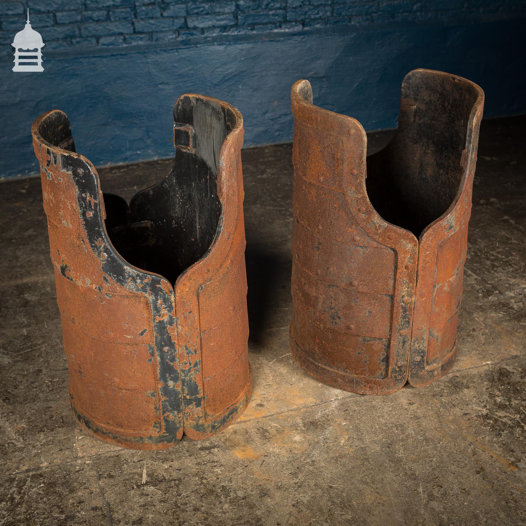 Pair of Riveted Cast Iron Cylindrical Industrial Bases | Norfolk ...