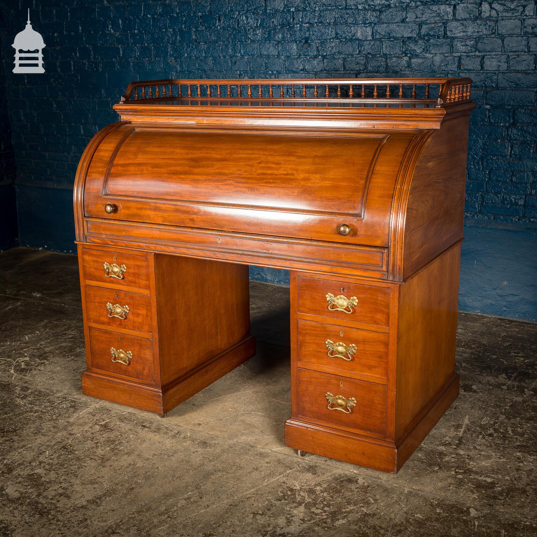 Impressive 19th C Mahogany Roll Top Bureau Desk | Norfolk Reclamation