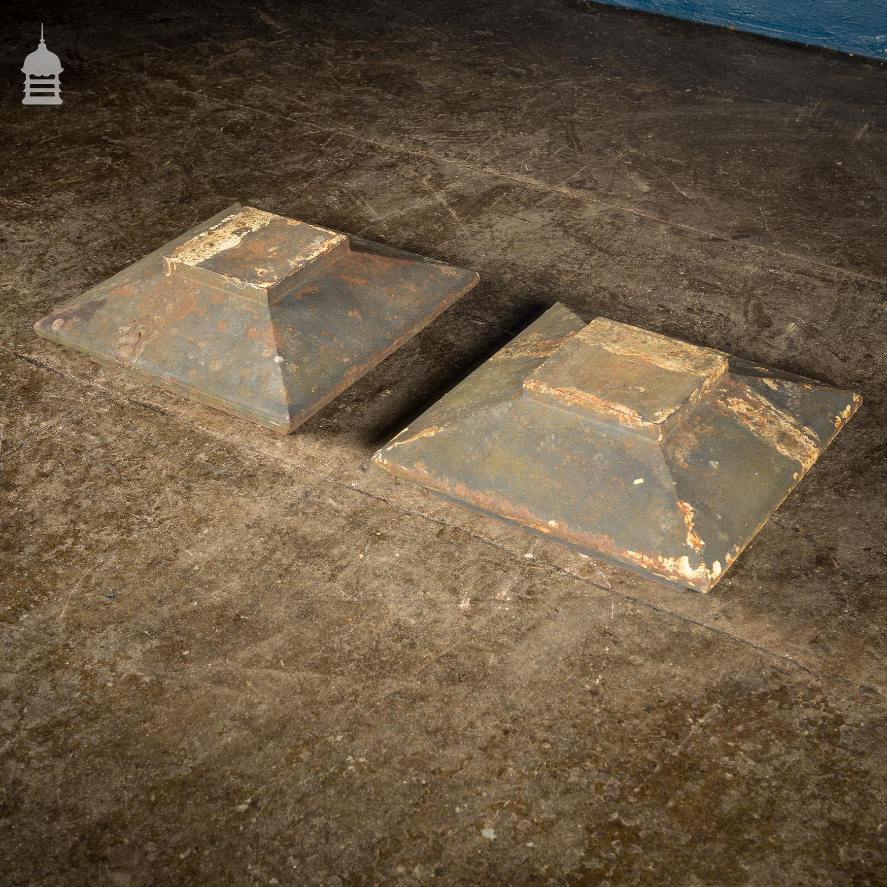 Pair of 19th C Cast Iron Pier Caps | Norfolk Reclamation