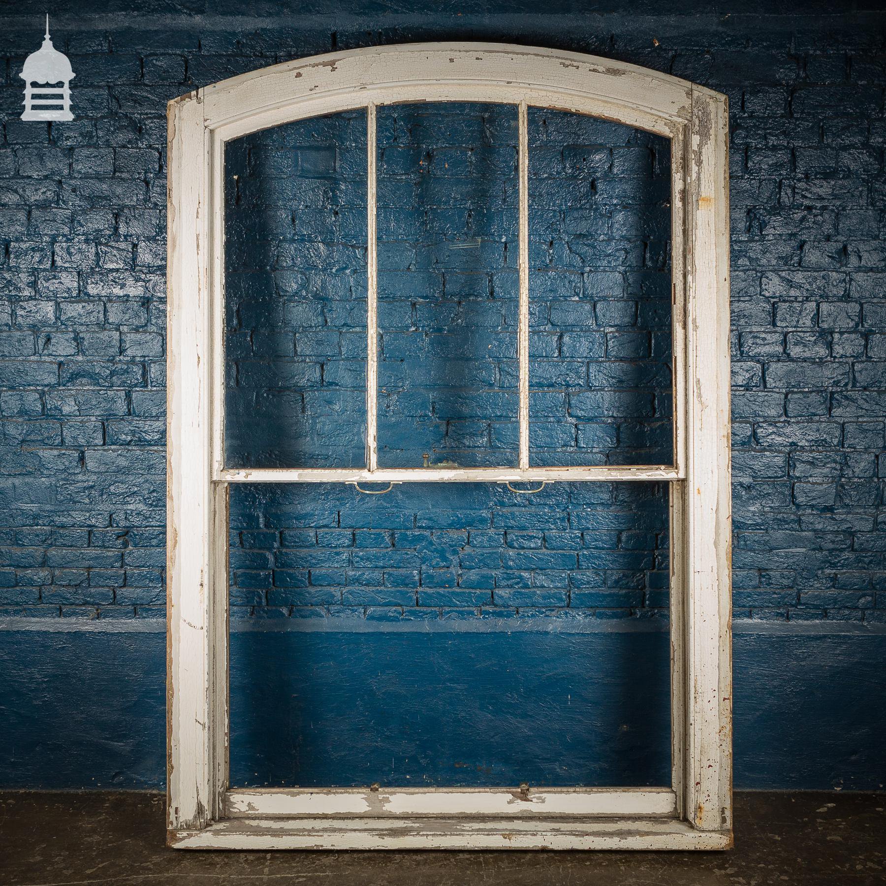 Large Edwardian Mahogany Arch Top Sash Window | Norfolk Reclamation