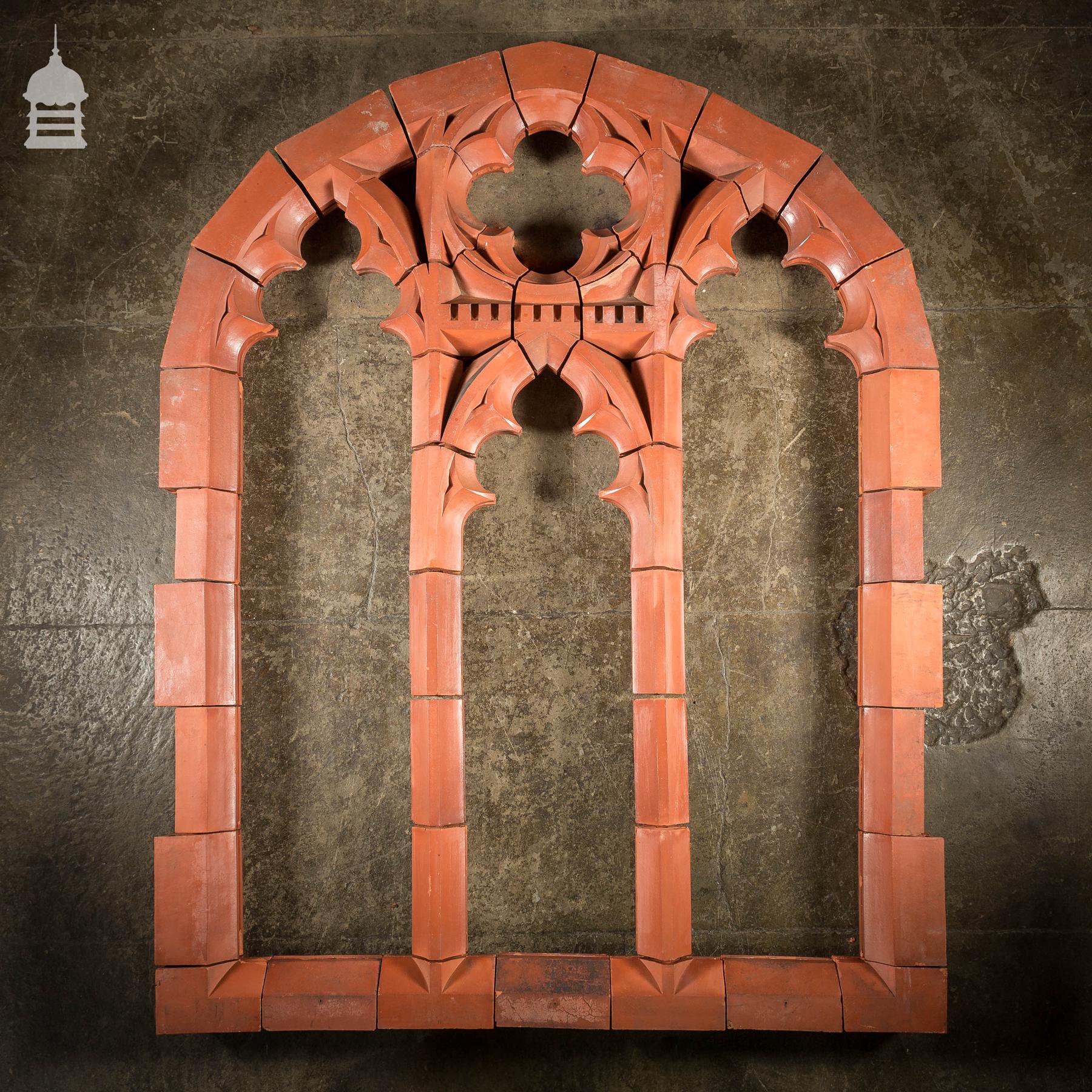 Rare 19th C Red Terracotta Gothic Mullion Window | Norfolk Reclamation