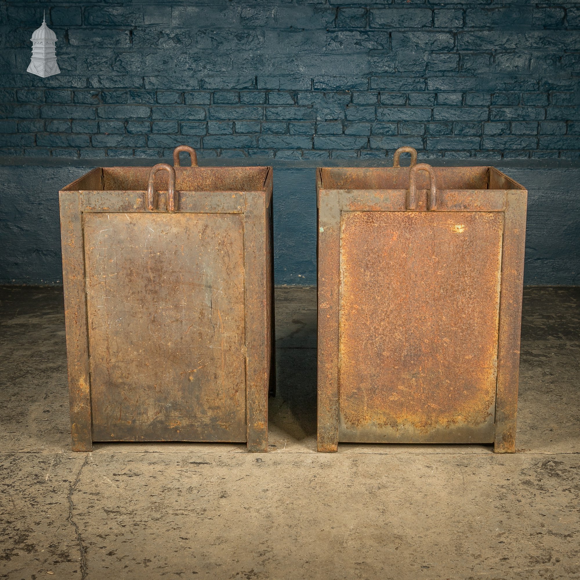 Workshop Bin Planters, Vintage Industrial Steel Parts Bins, Pair ...