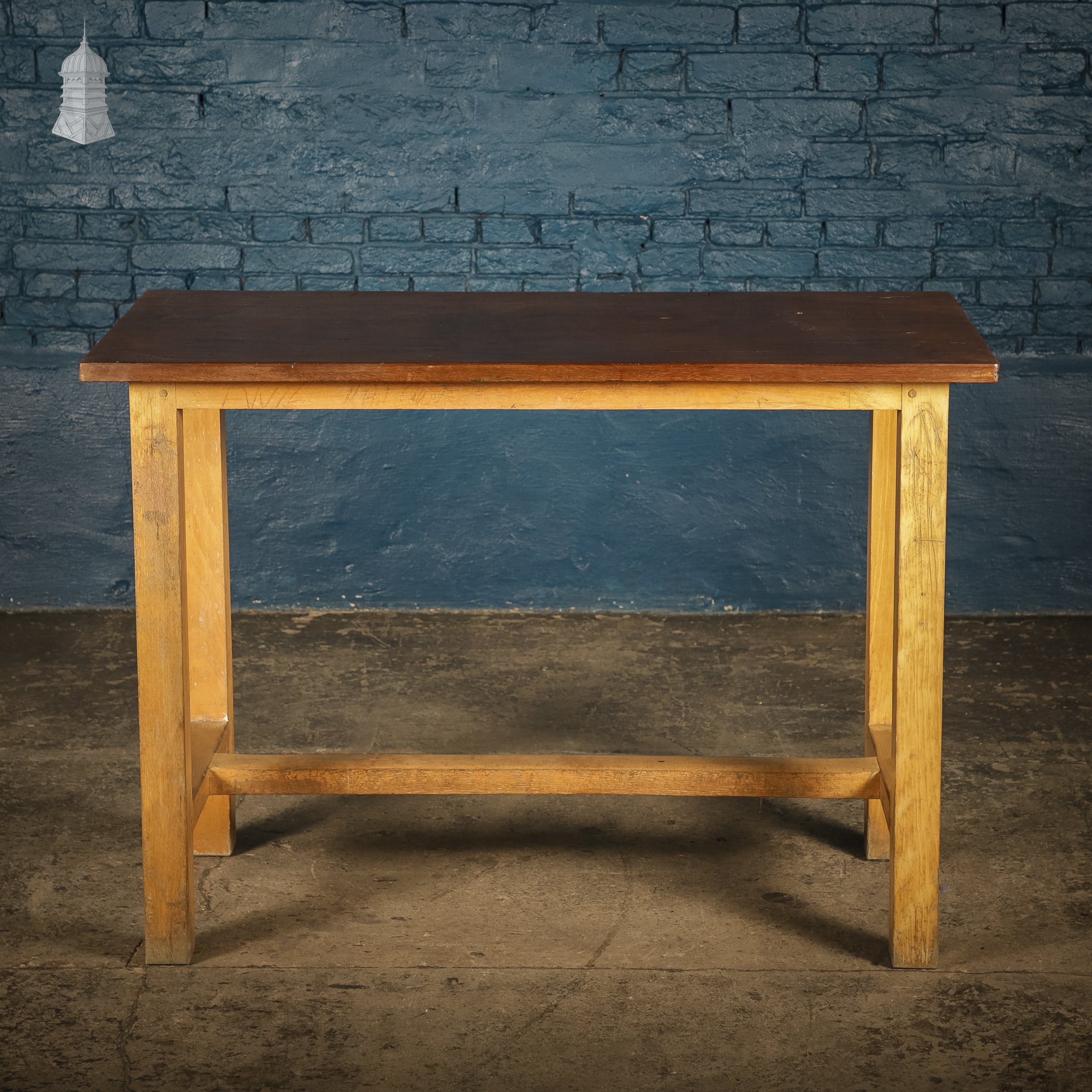 Small Mid Century Beech and Iroko School Science Lab Bench Table ...