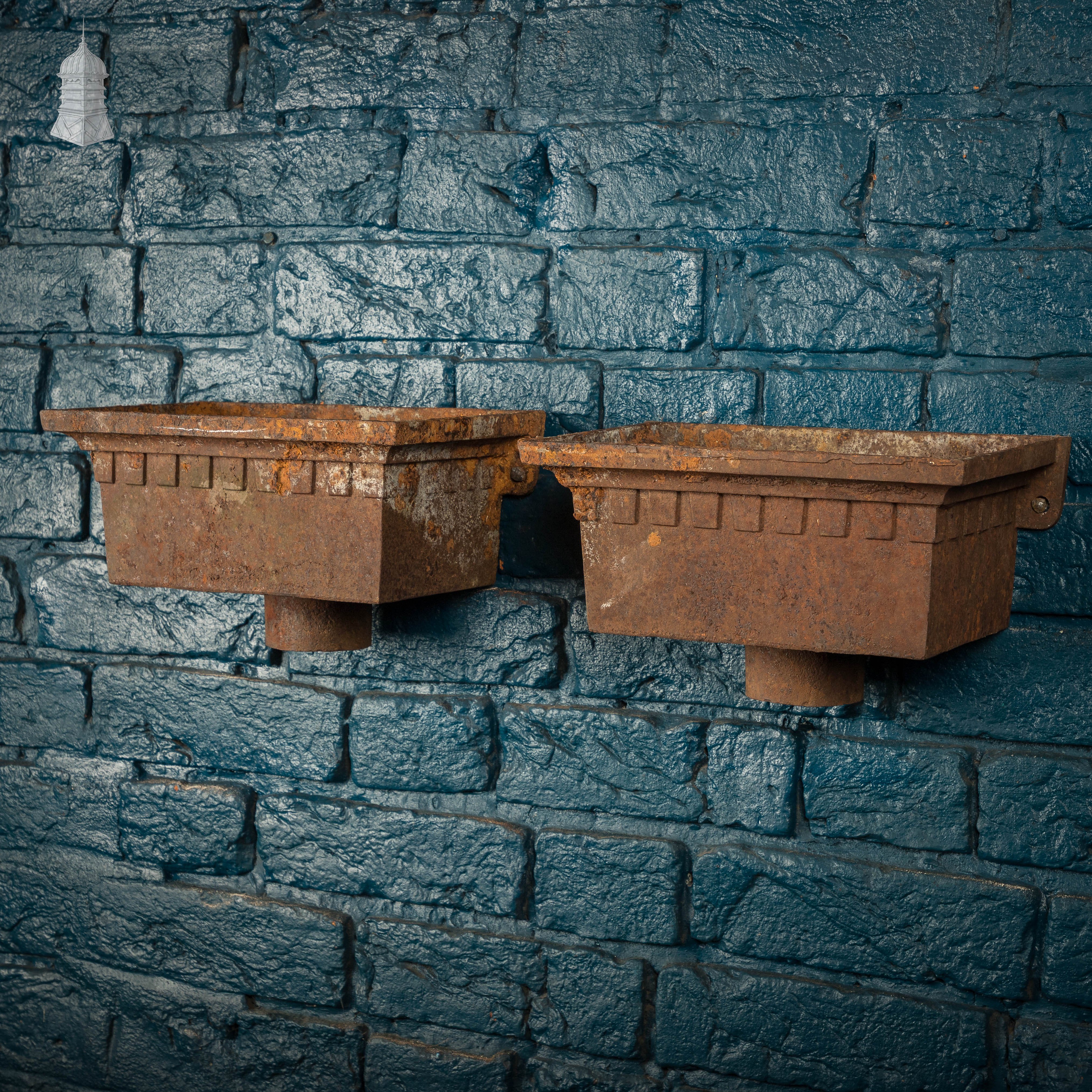 Rain Water Heads, Pair of Hoppers with Dentil Detail | Norfolk Reclamation