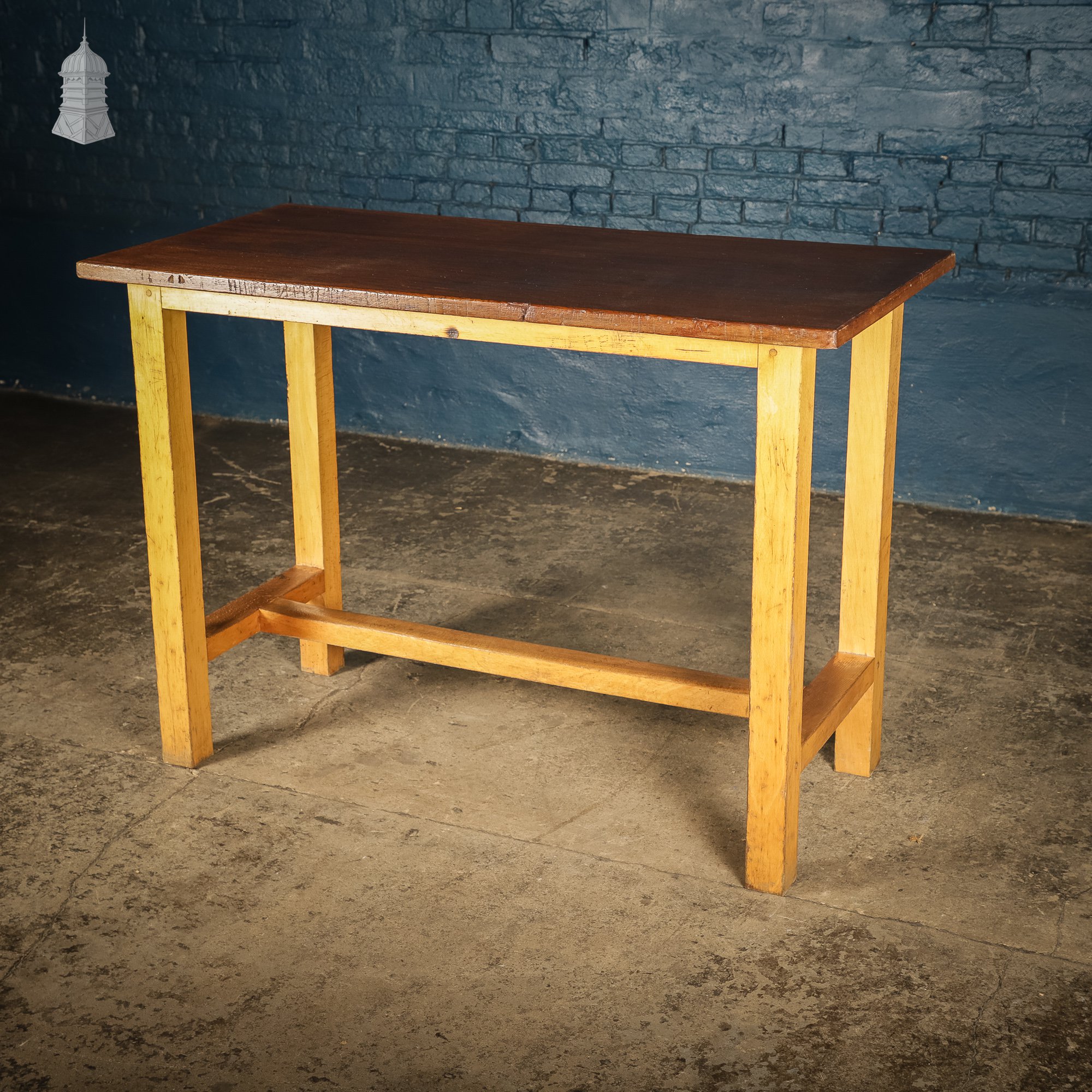 Small Mid Century Beech and Iroko School Science Lab Bench Table ...