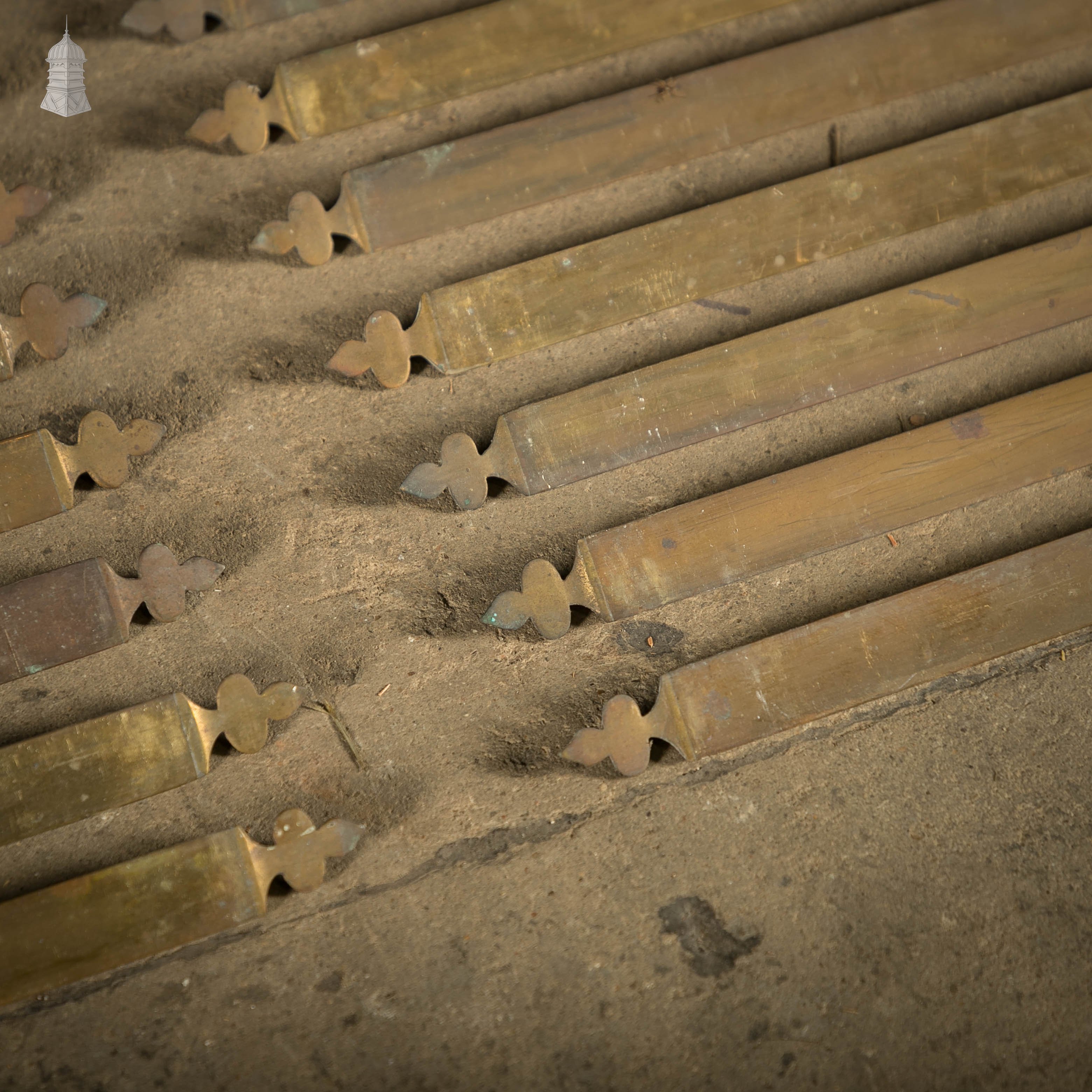 Triangular Brass Stairrods, Batch of 26 Brass Stair Rods with Finials ...