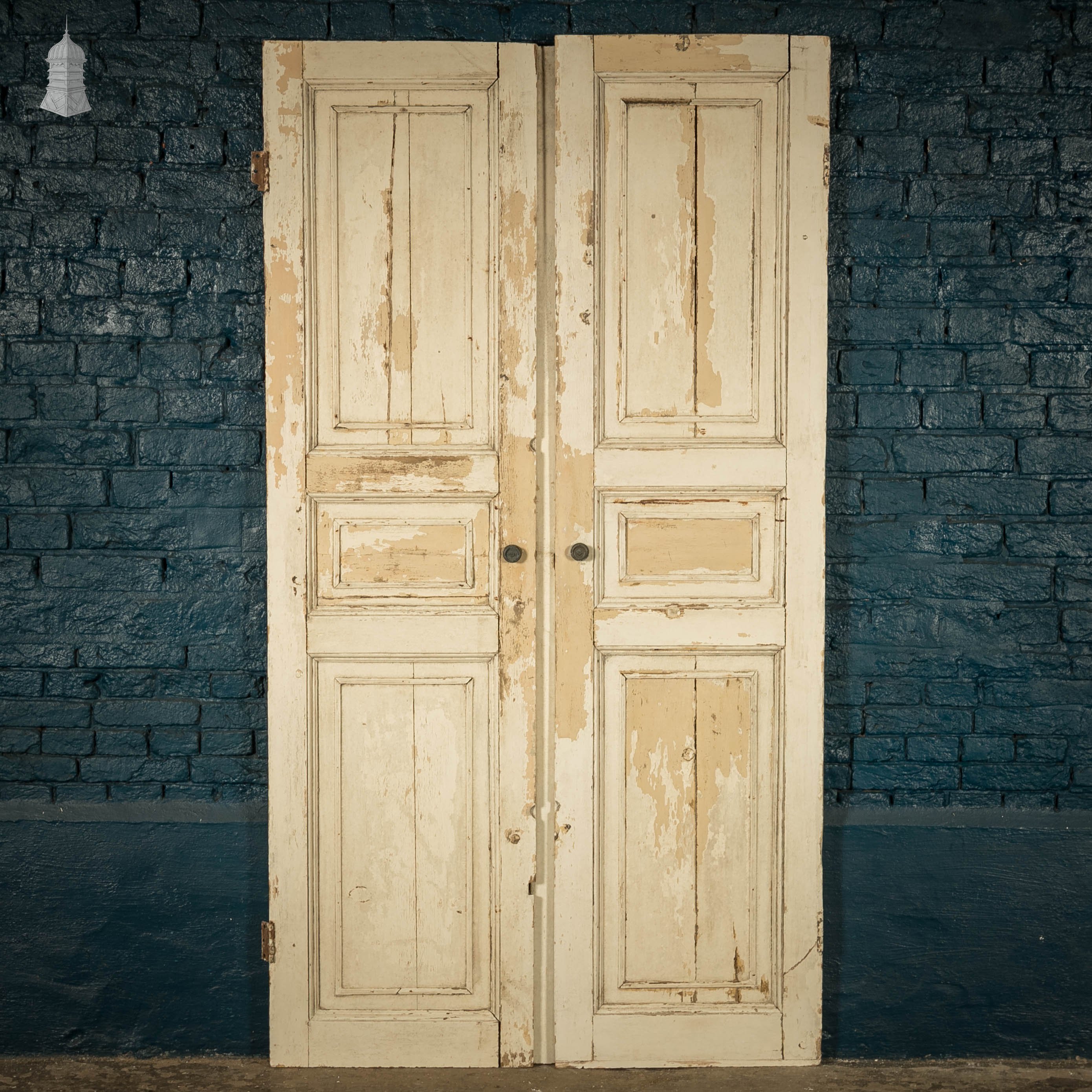 Panelled Double Doors, Set of Pine 3 Panel Doors | Norfolk Reclamation